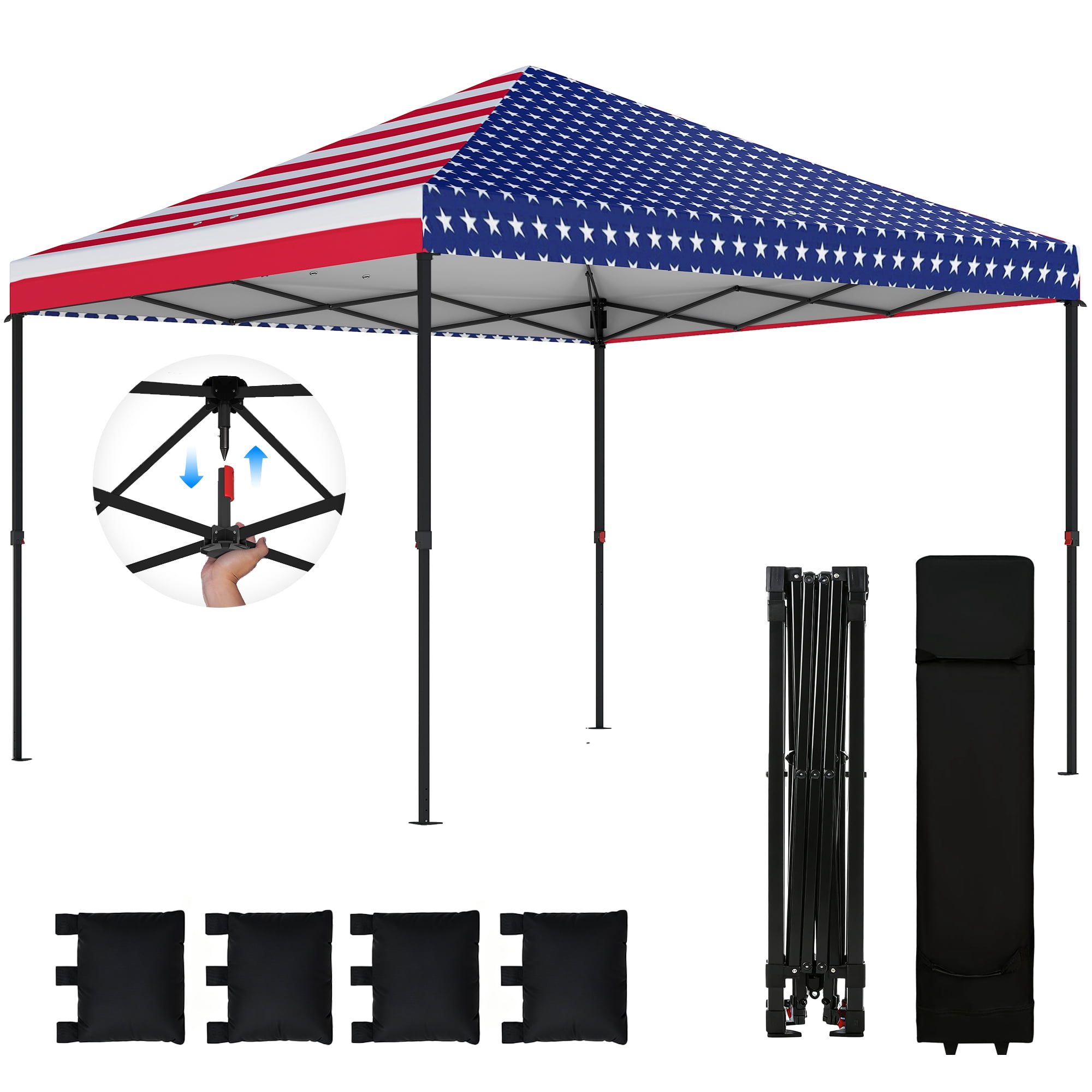 10 x 10 ft Pop Up Canopy Tent with One Push Setup, Outdoor Portable ...