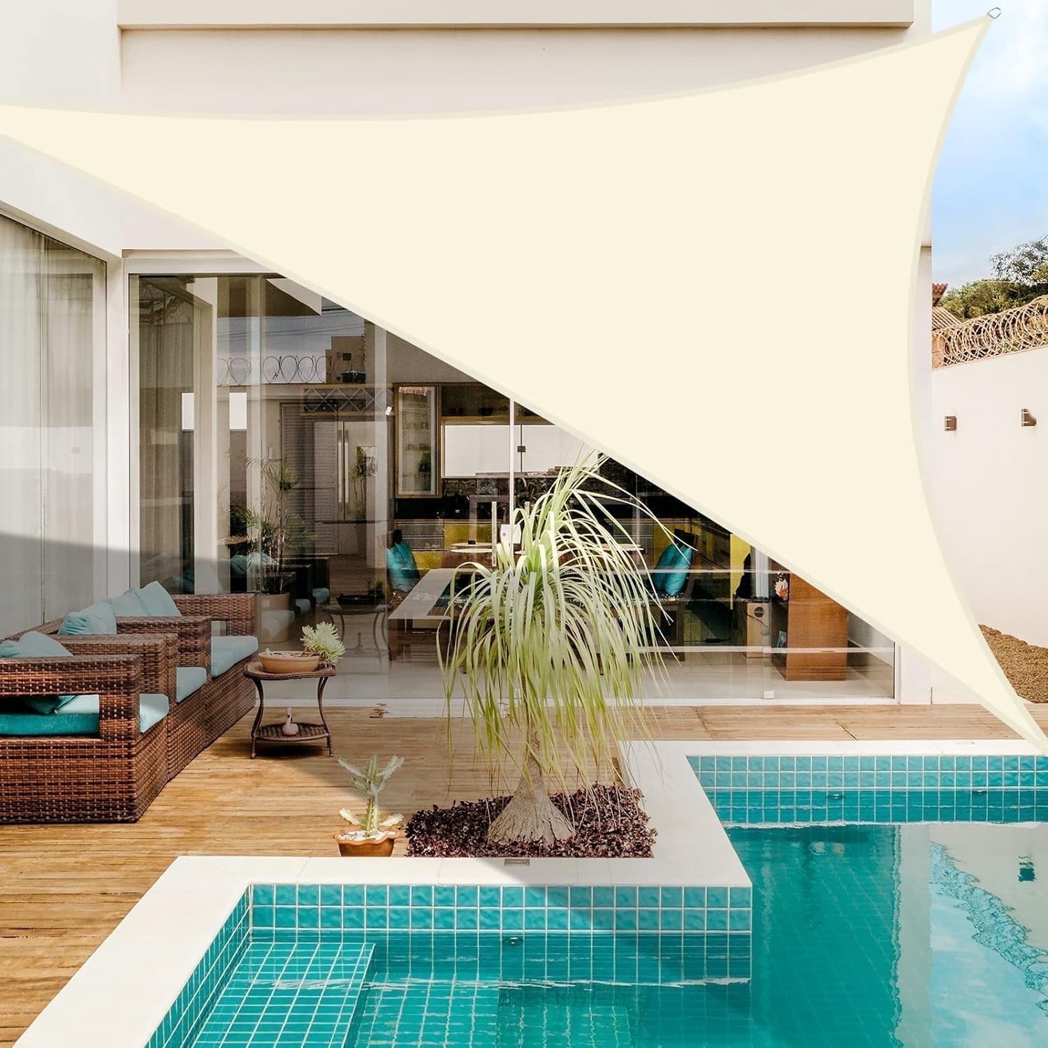 10' x 10' x 10' Triangle Waterproof Sun Shade Sail Outdoor Canopy Cover ...