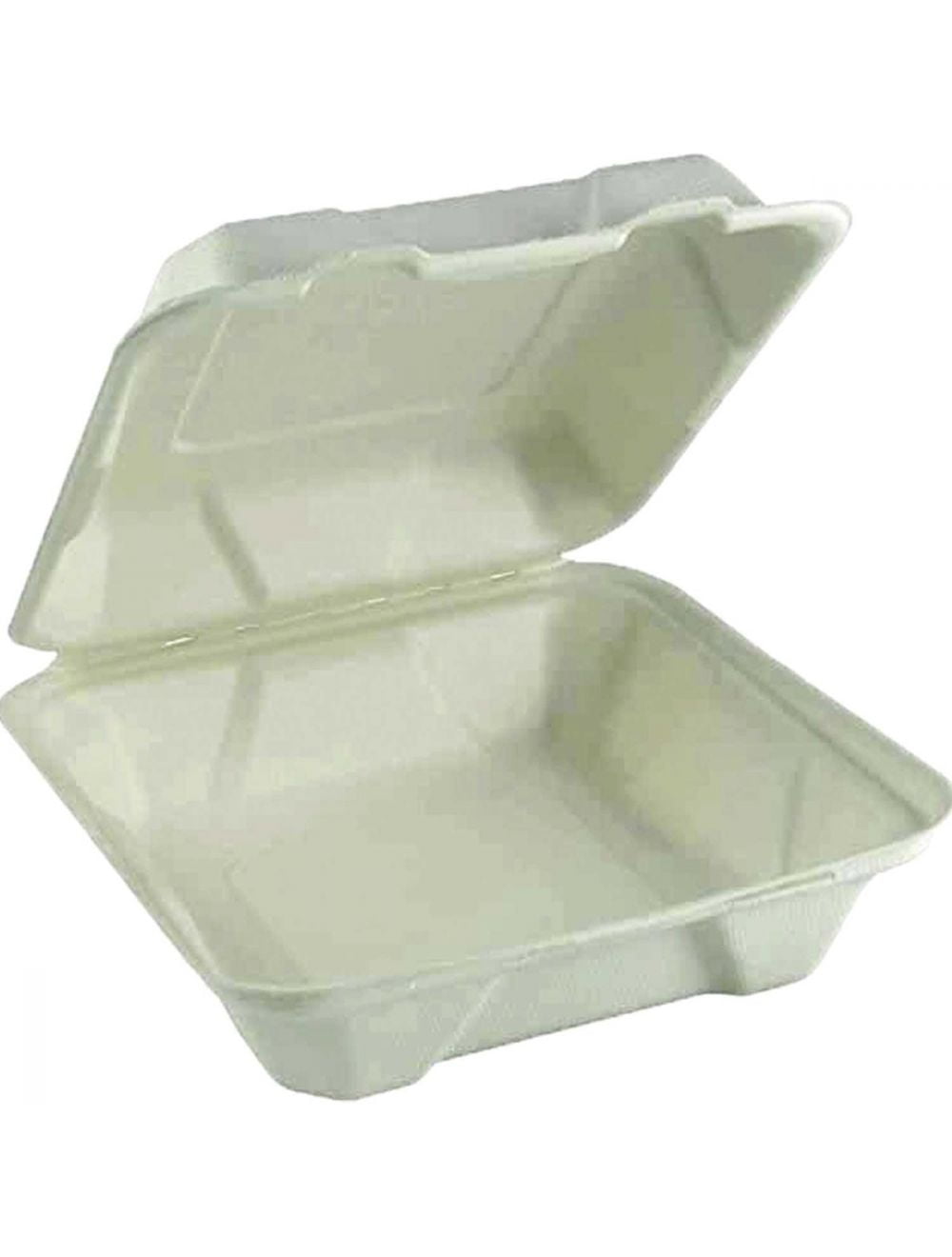 10'' x 10'' x 3'' Sugar Cane Clamshell ( White ) 100% Compostable 200 ...