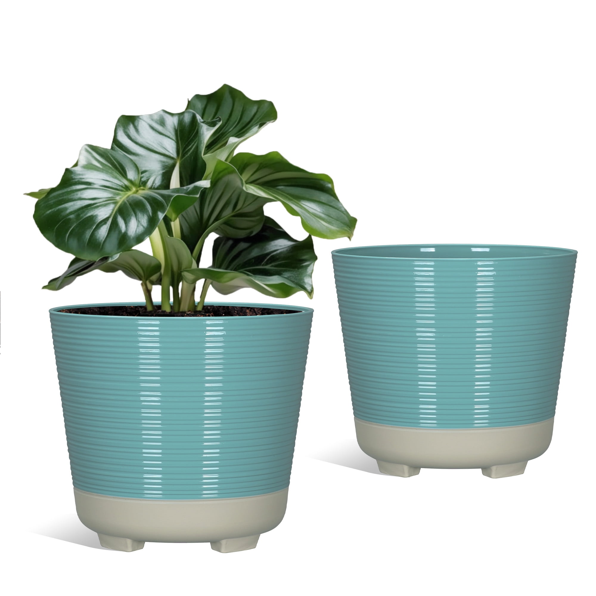 10" x 10" x 8.9" Wallula Aqua Resin Planter Set of 2 - Walmart.com