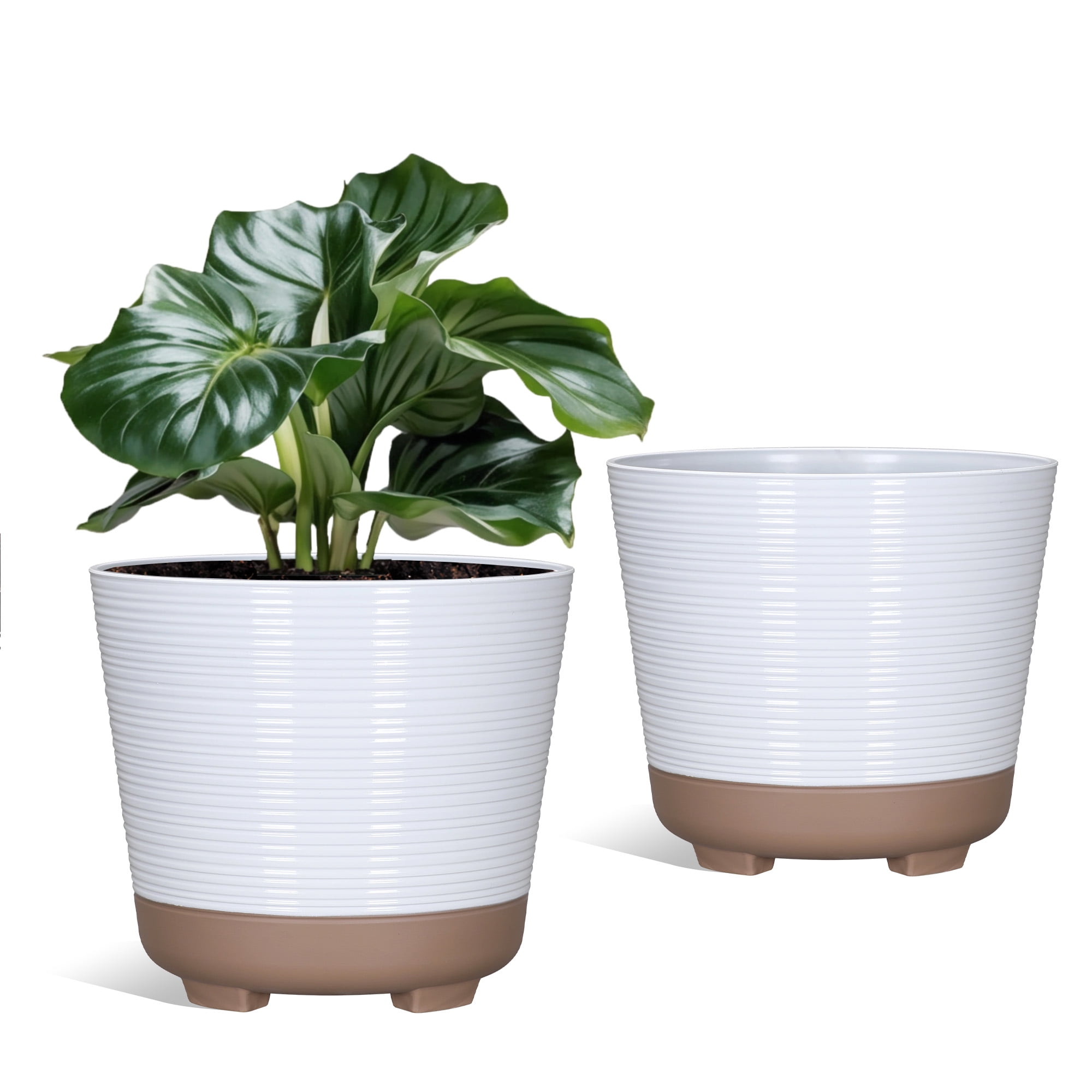 10" x 10" x 8.9" Wallula White Resin Planter Set of 2 - Walmart.com