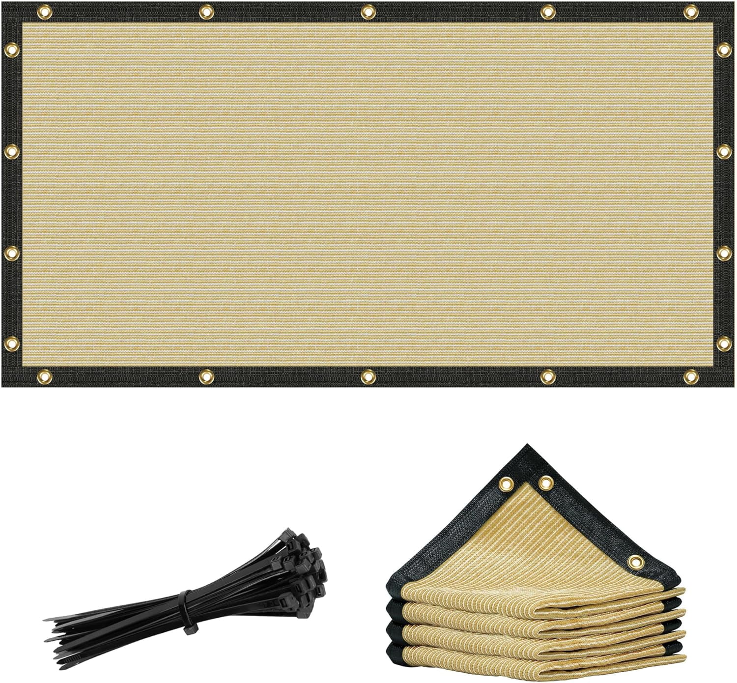 **10' x 11' beige custom size shade cloth with grommets - 90% sunblock ...