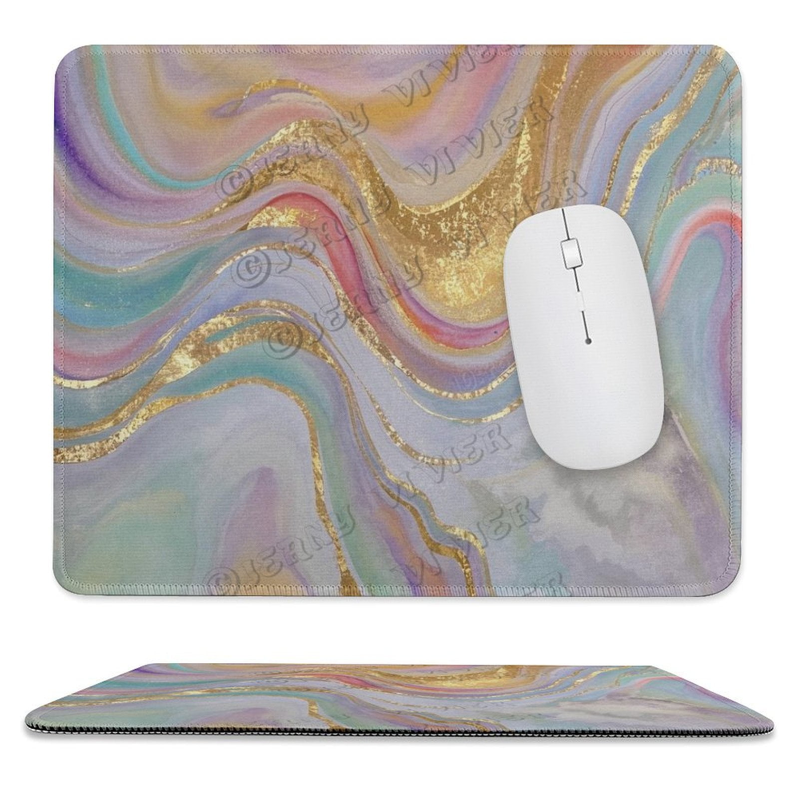 10" x 12" Black and Golden Marble Mouse Pad, Non-Slip Base, Premium ...