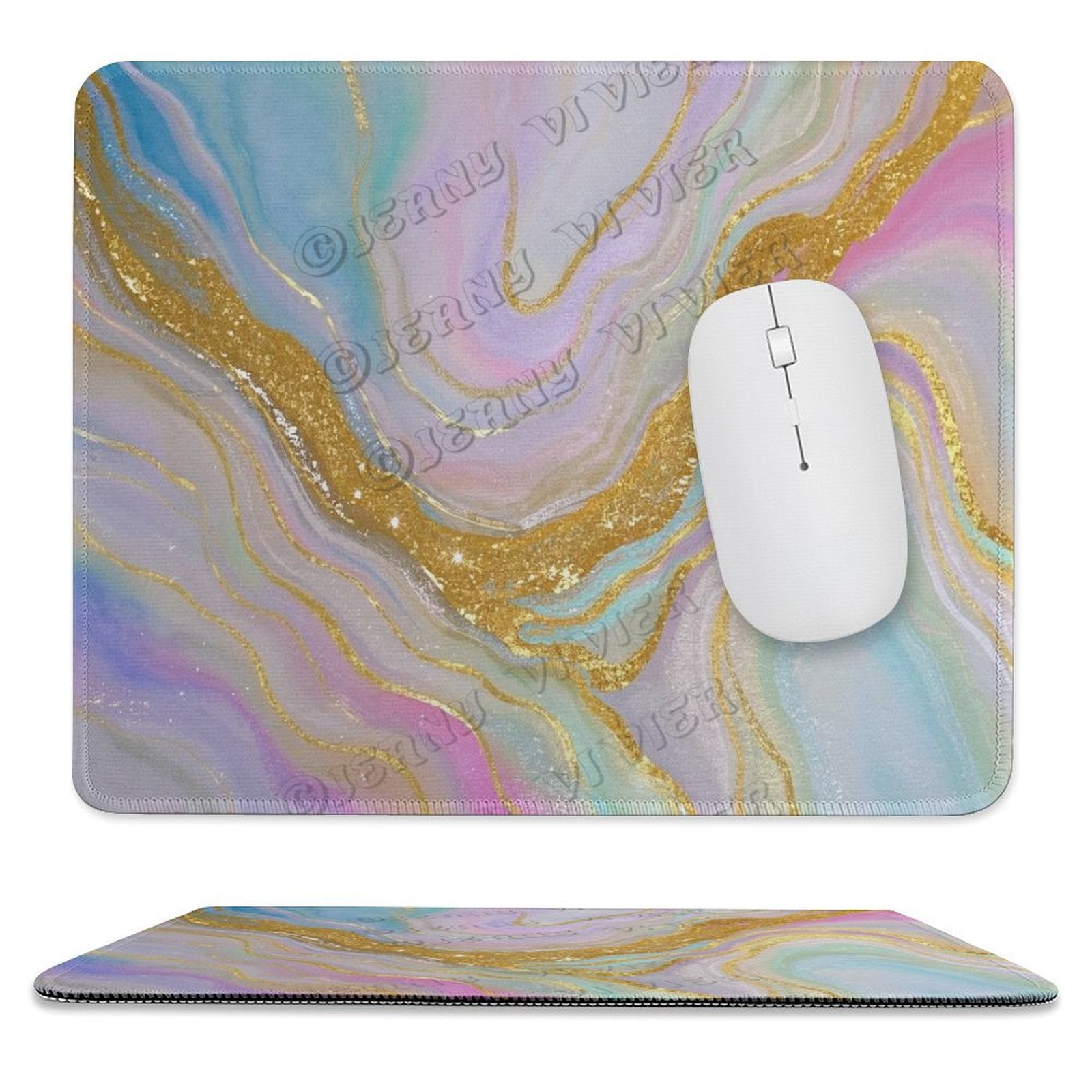10" x 12" Brown and Golden Marble Mouse Pad, Stitched Edge, Premium ...