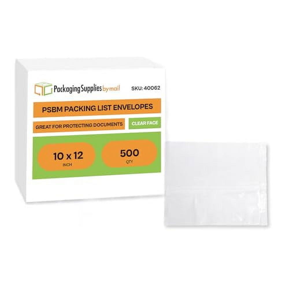 10" x 12" Clear Enclosed Packing Envelope Plain Face Usable Dim 9.5" x ...