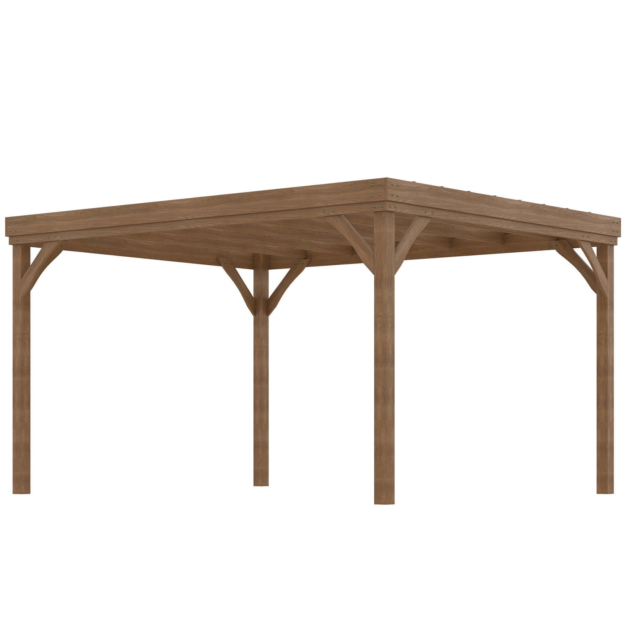 10' x 12' Outdoor Wooden Pergola, Grape Vine Gazebo with Concrete ...