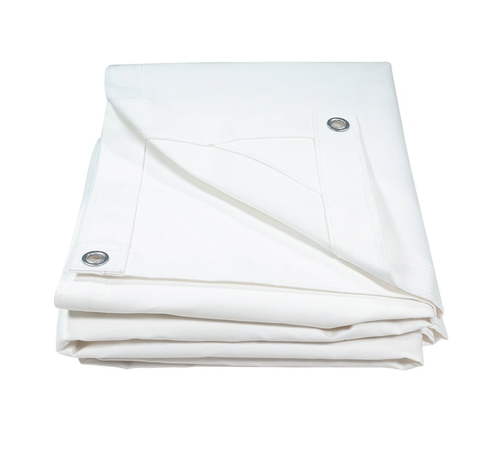 10' x 12' White Canvas Tarp 12oz - Water Resistant & Breathable - Heavy ...
