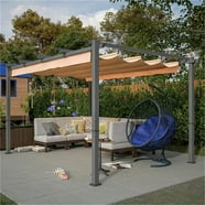 LZBEITEM 13'x6.5' Outdoor Pergola with Galvanized Steel Sloping Roof ...