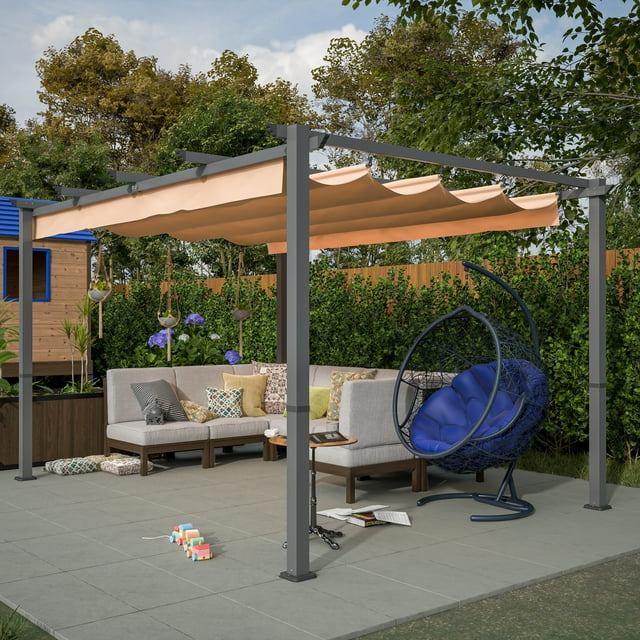 10' x 13' Outdoor Aluminum Shade Shelter, Modern Multi-Function Patio ...