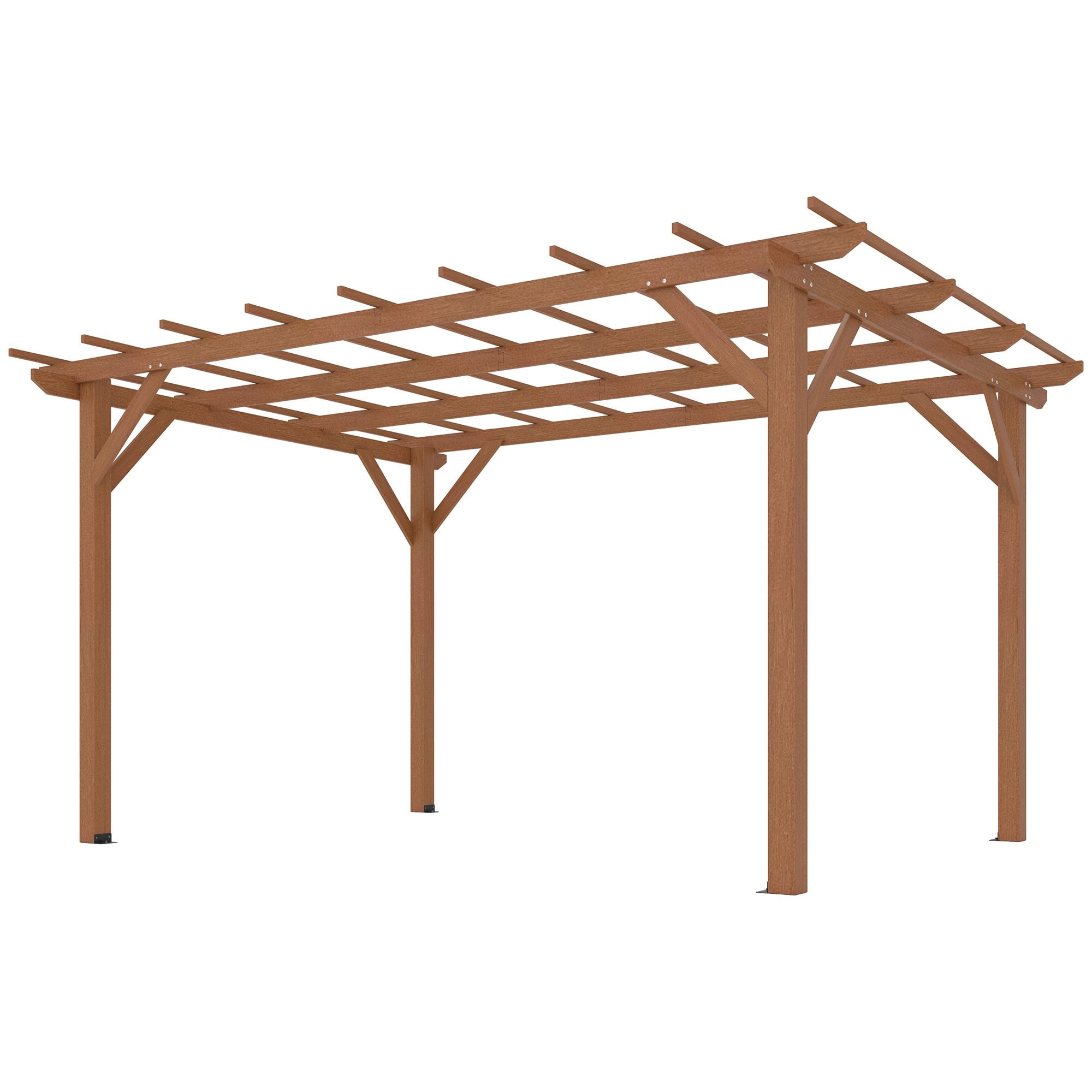 10' x 13' Wood Pergola, Outdoor Gazebo Grape Trellis with Stable ...