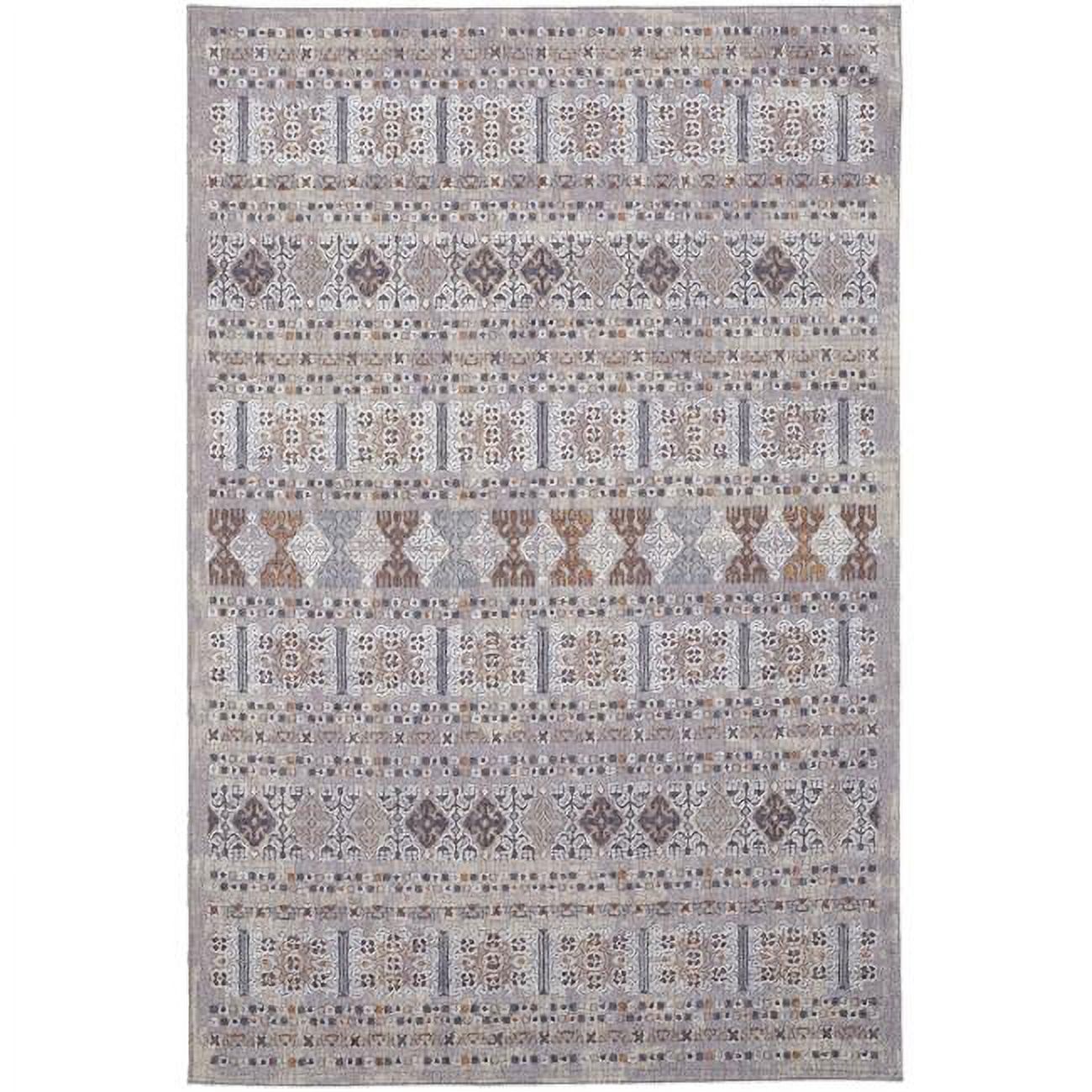 10 x 13 ft. Orange Gray & White Geometric Power Loom Distressed Stain ...