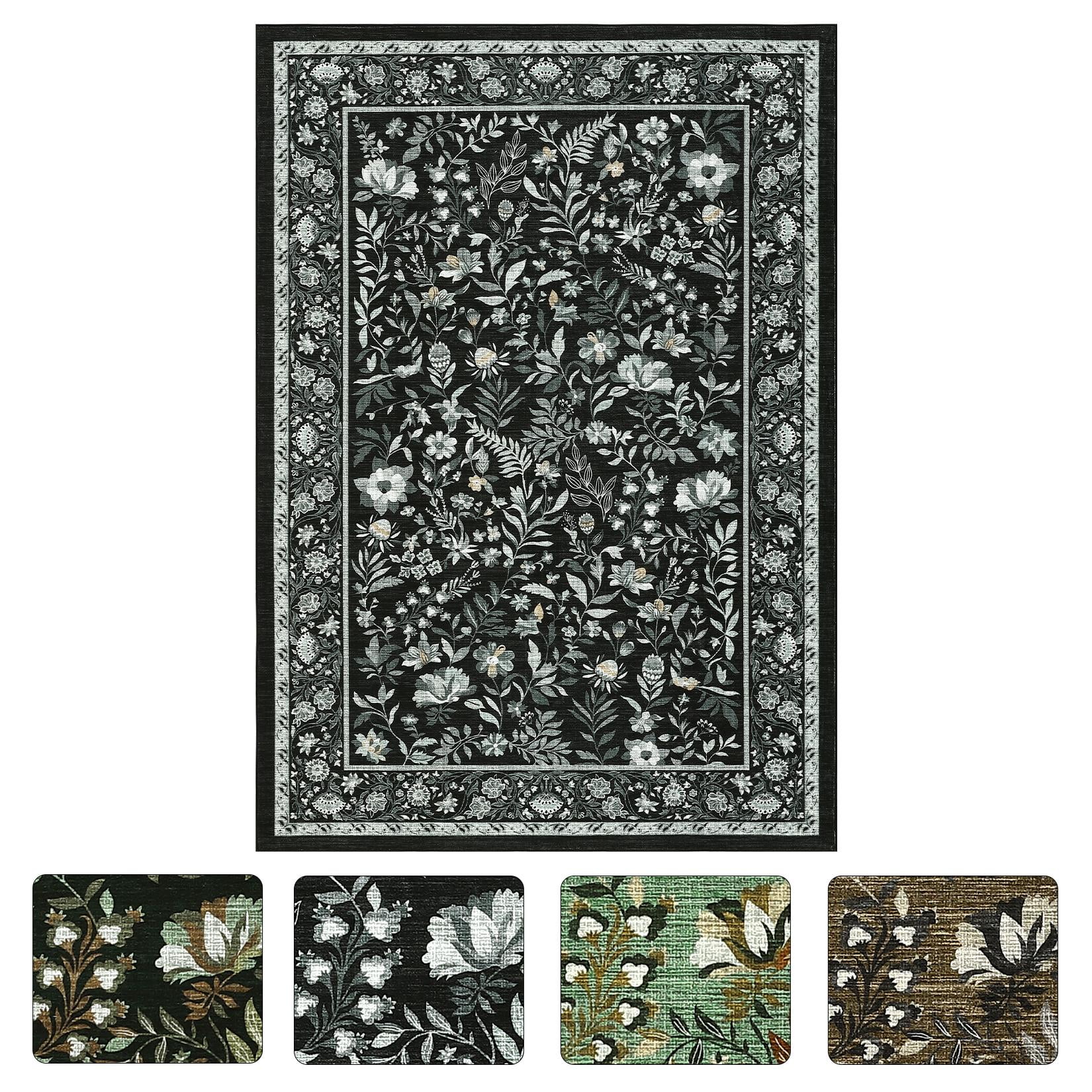 10 x 13 ft Polyester Black Rectangular Hallway Bathroom Entryway ...