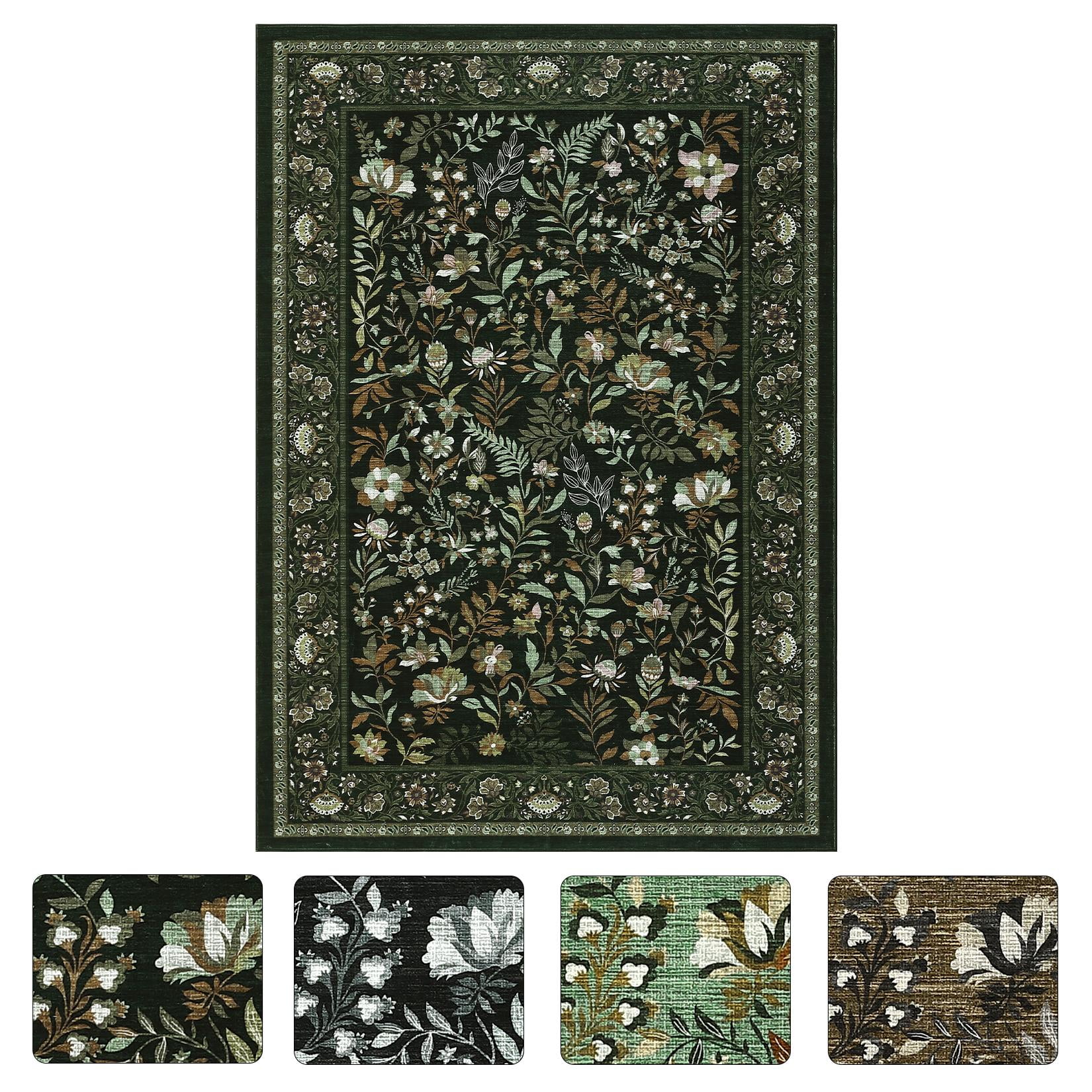 10 x 13 ft Polyester Dark Green Rectangular Hallway Bathroom Entryway ...