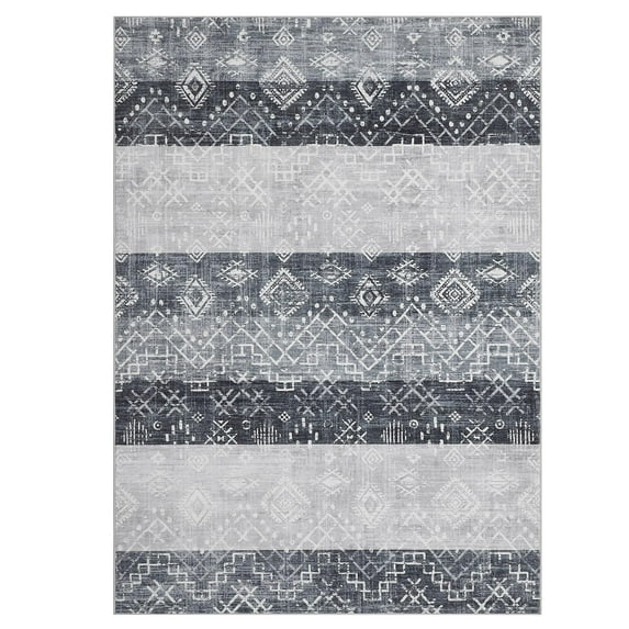 10 x 13 ft Polyester Grey Rectangular Living Room Bedroom Dining Room ...