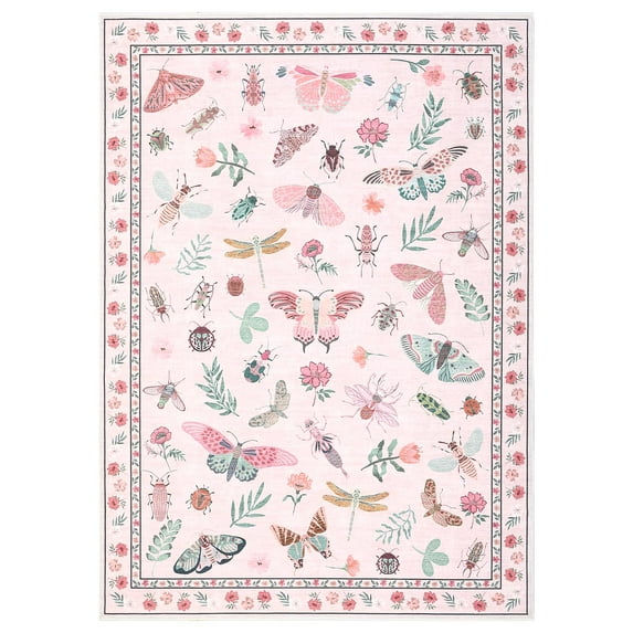 10 x 13 ft Polyester Pink Rectangular Living Room Bedroom Dining Room ...