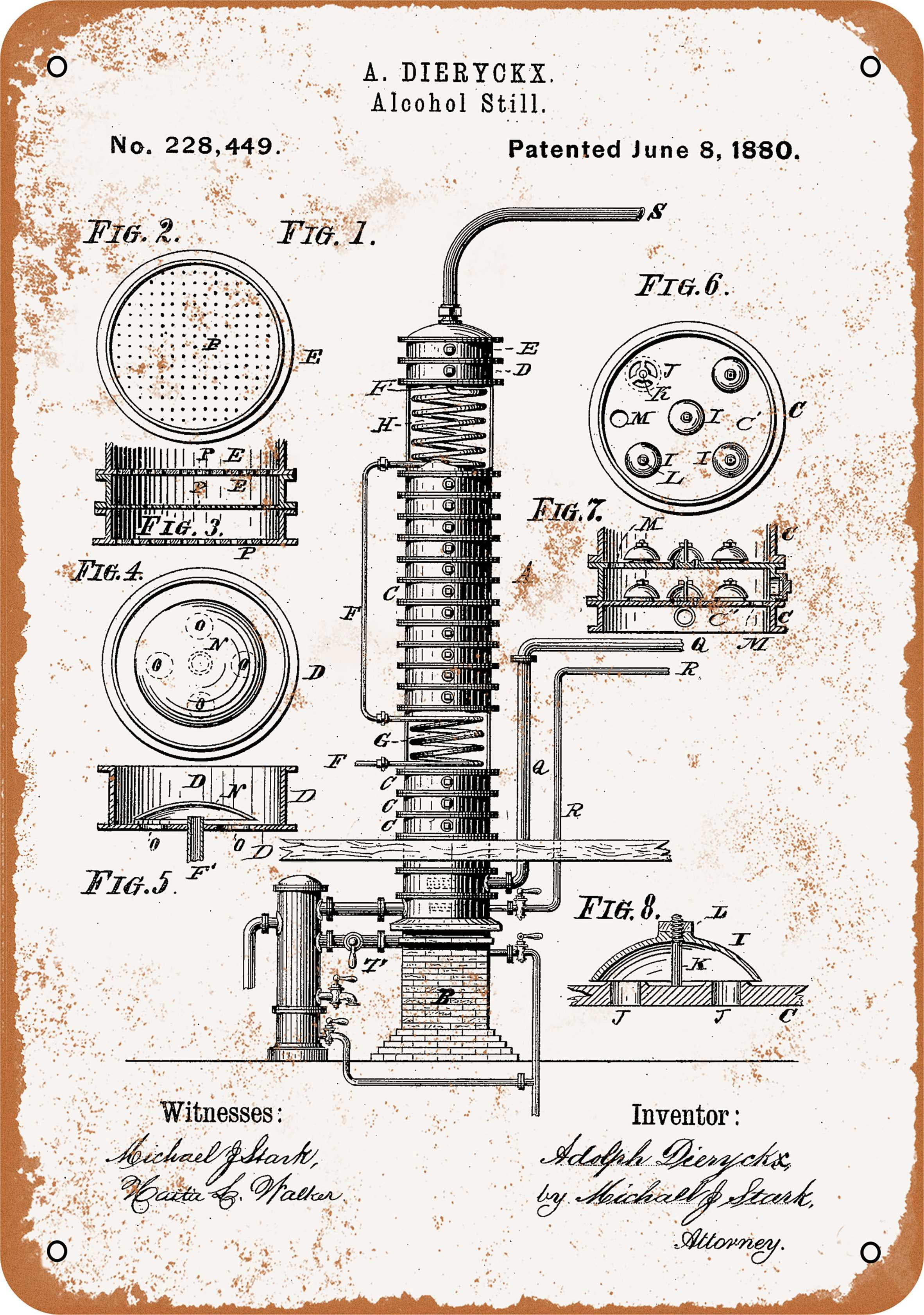 10 x 14 METAL SIGN - 1880 Alcohol Still Patent - Vintage Rusty Look ...
