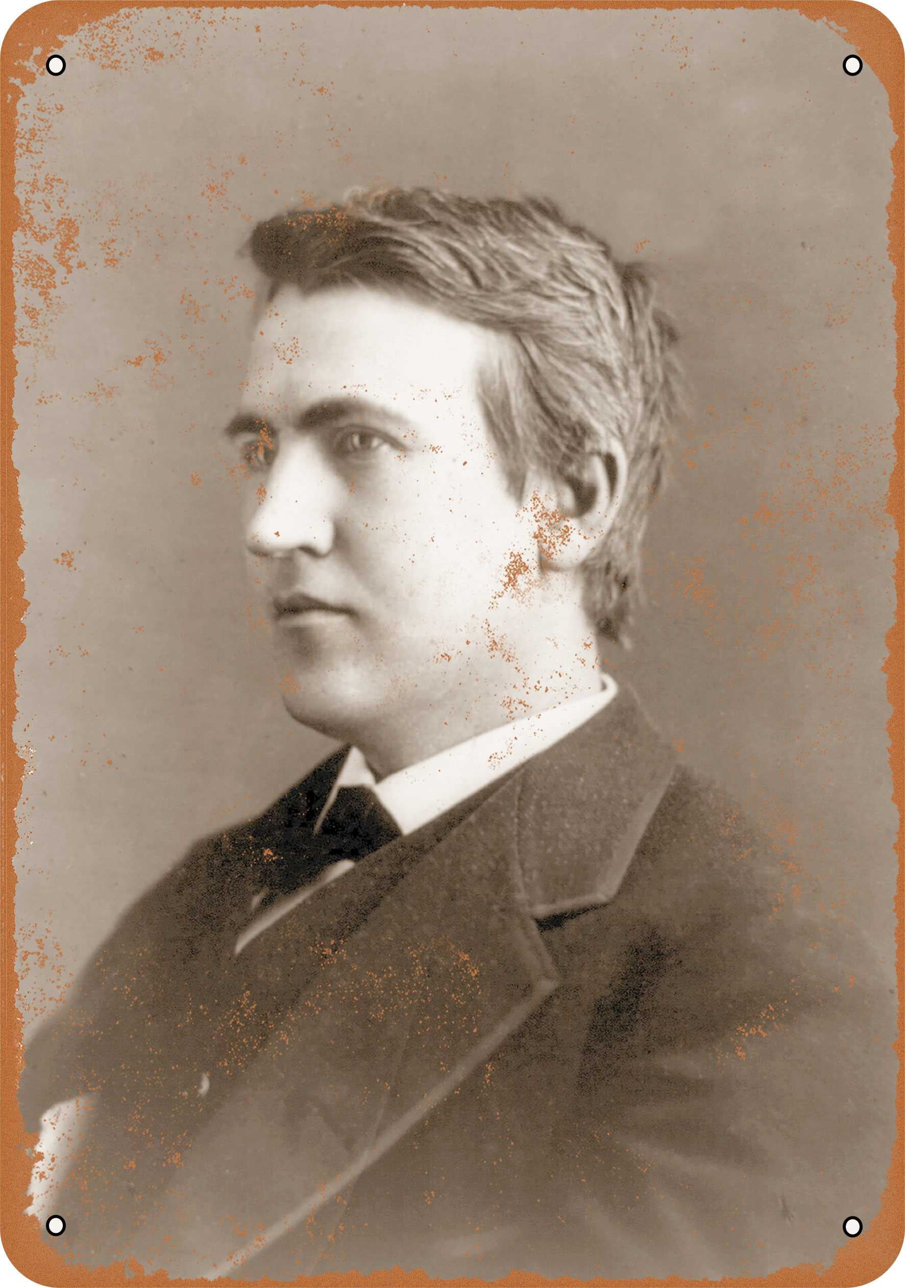 10 x 14 METAL SIGN - 1880 Thomas Edison Portrait - Vintage Rusty Look ...