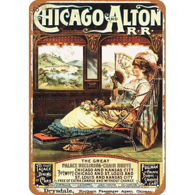 10 x 14 METAL SIGN - 1891 Chicago and Alton Railroad Pullman Palace ...
