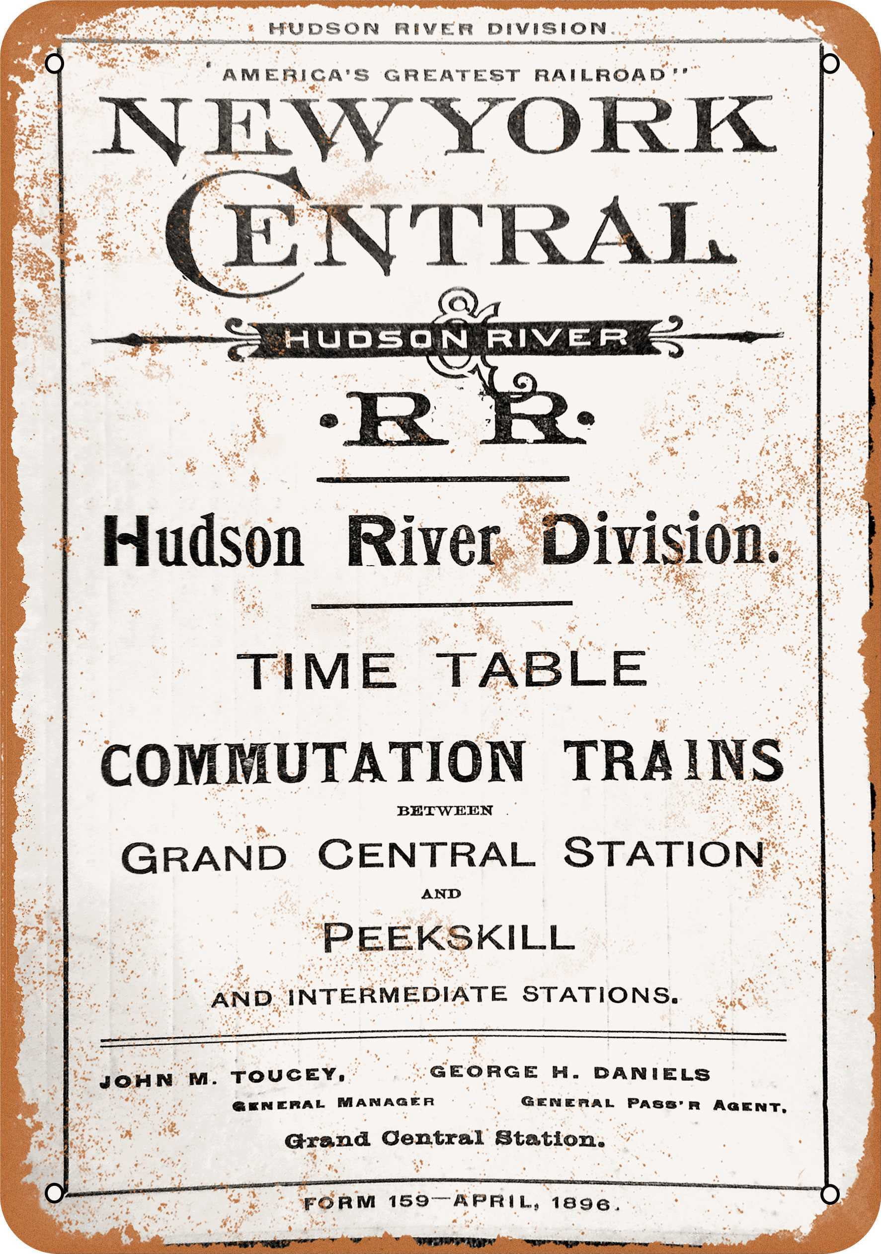 10 x 14 METAL SIGN - 1896 New York Central Hudson River - Vintage Rusty ...