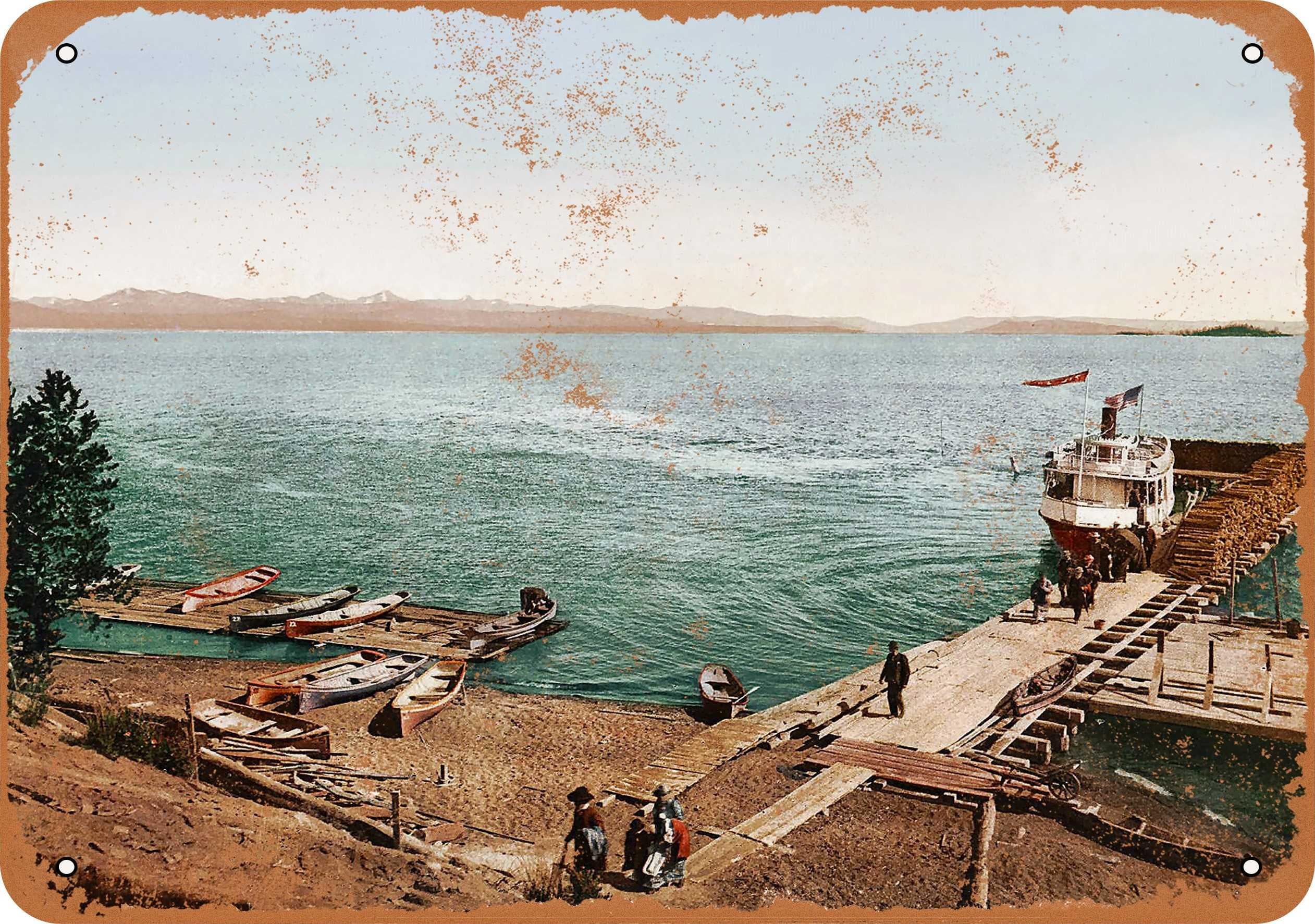 10 x 14 METAL SIGN - 1898 Yellowstone Lake - Vintage Rusty Look ...