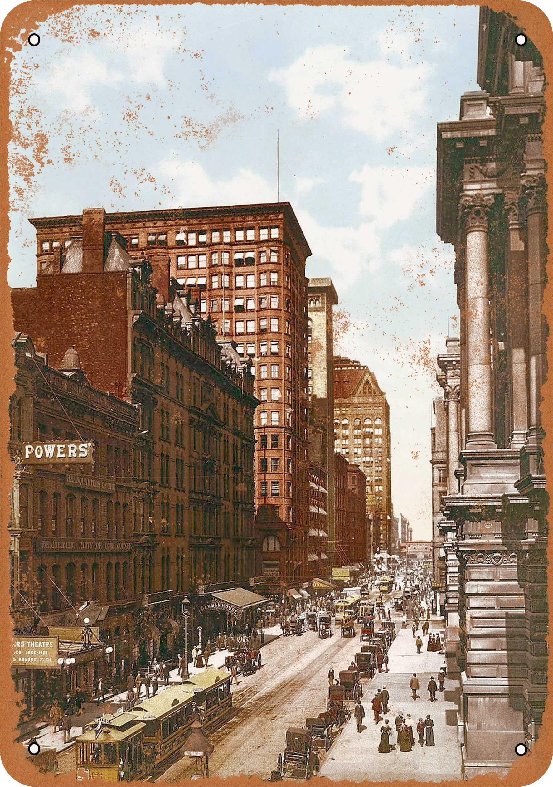 10 x 14 METAL SIGN - 1900 Randolph Street and LaSalle Chicago - Vintage ...