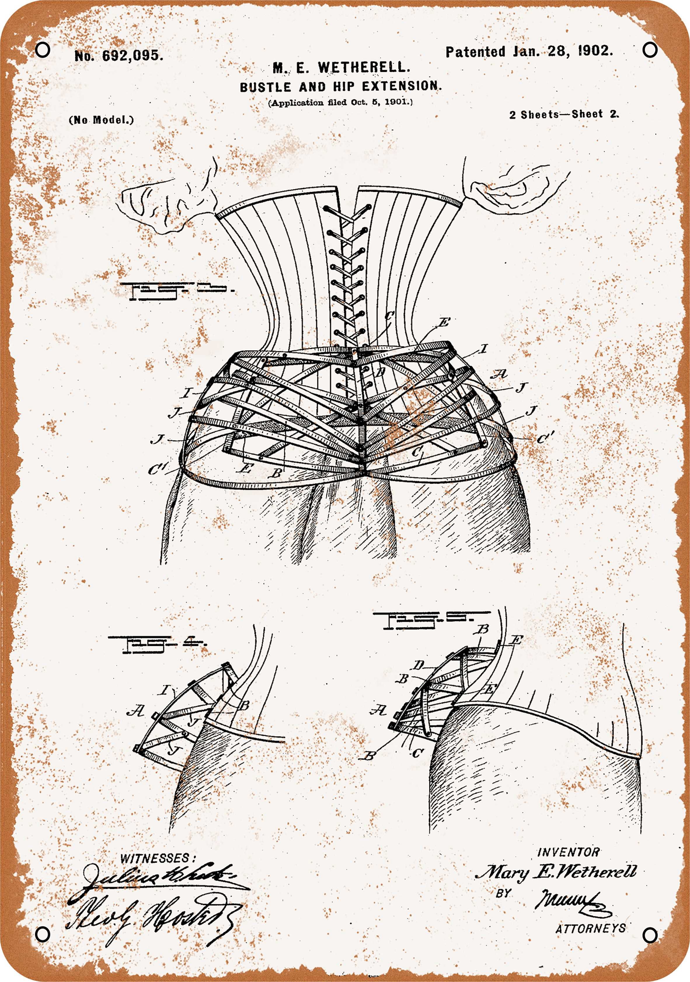 10 x 14 METAL SIGN - 1902 Bustle and Hip Extension Patent - Vintage ...