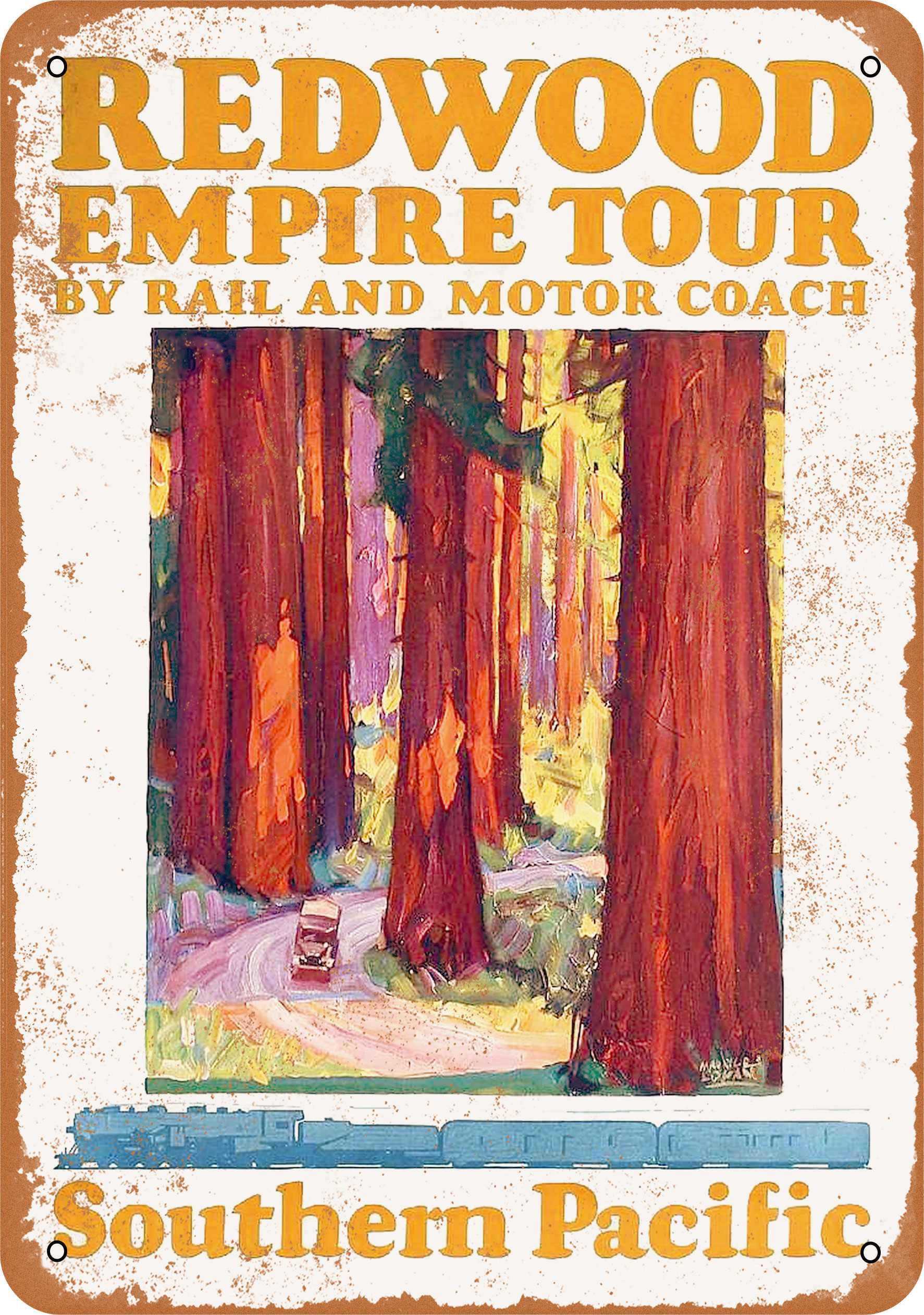 10 x 14 METAL SIGN - 1928 Southern Pacific Railroad to Redwood Empire ...