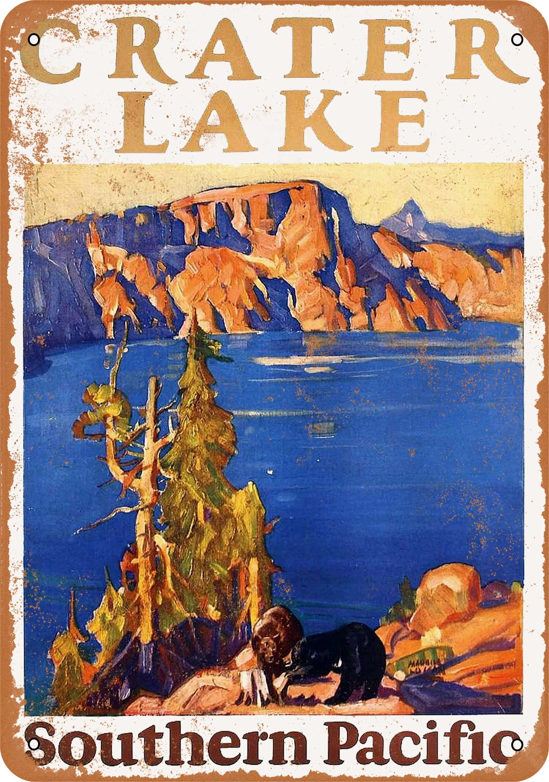 10 x 14 METAL SIGN - 1928 Southern Pacific Railroad to See Crater Lake - Vintage Rusty Look ...