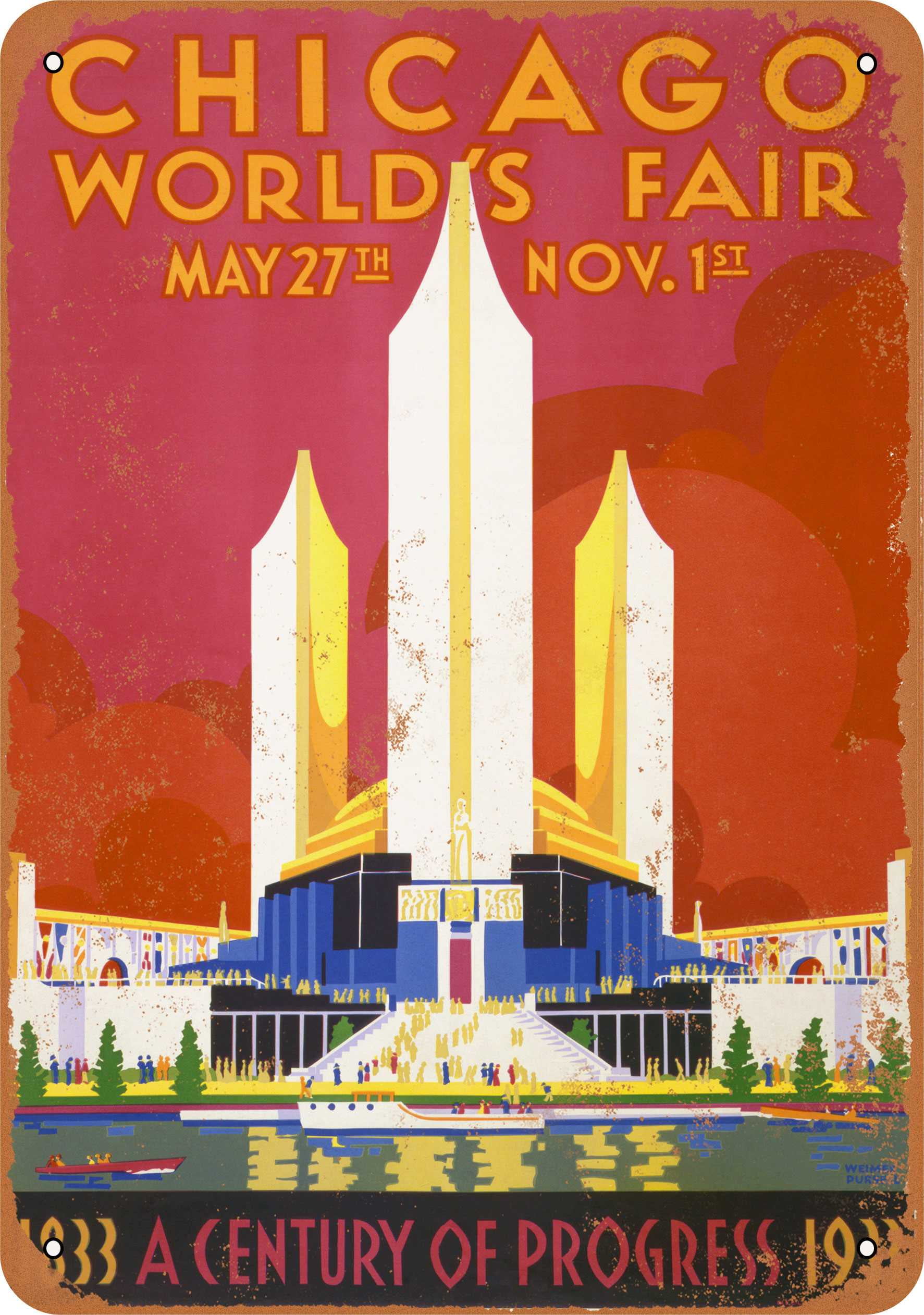 10 x 14 METAL SIGN - 1933 Chicago World's Fair 2 - Vintage Rusty Look ...