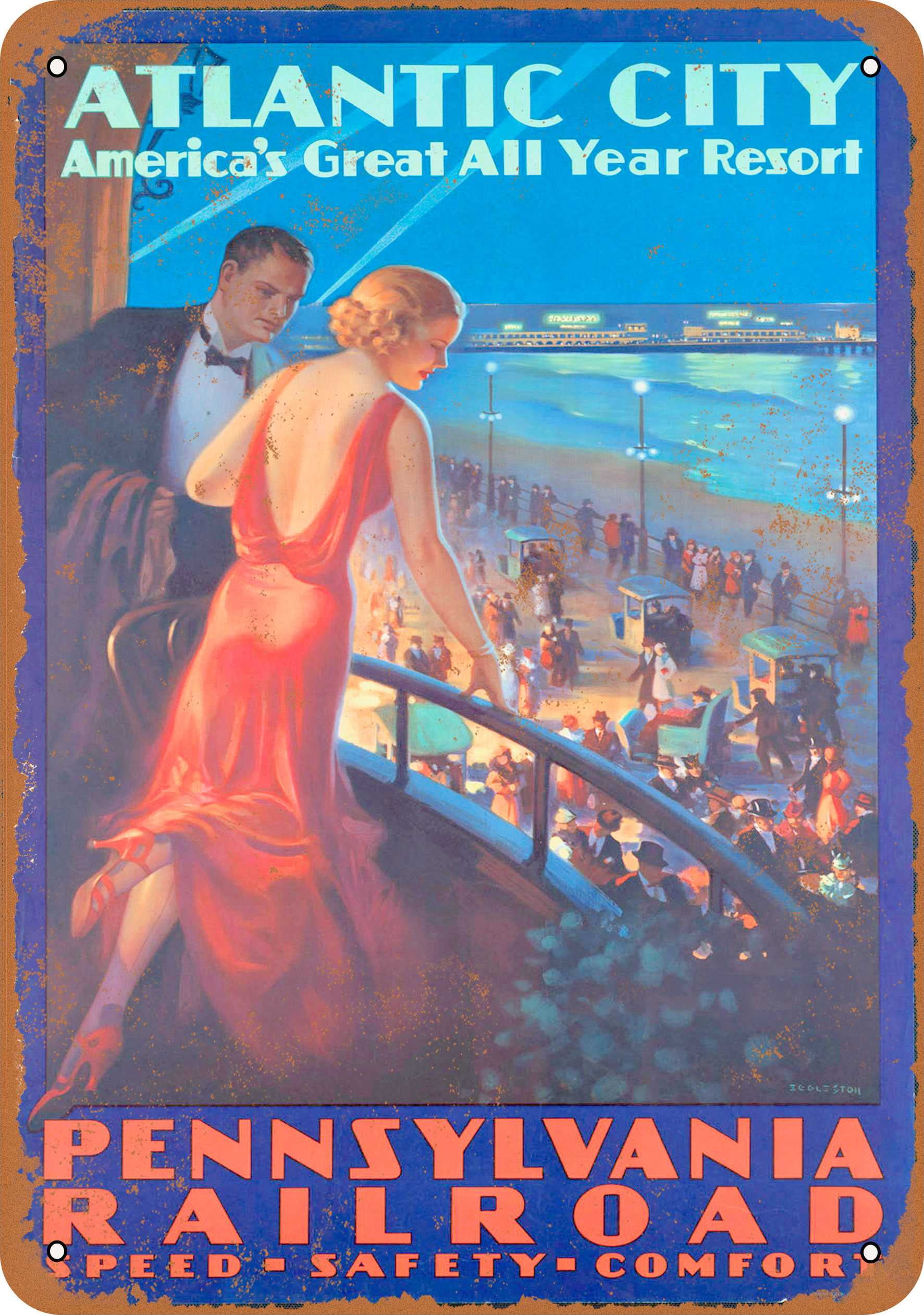 10 x 14 METAL SIGN - 1935 Pennsylvania Railroad Atlantic City - Vintage ...