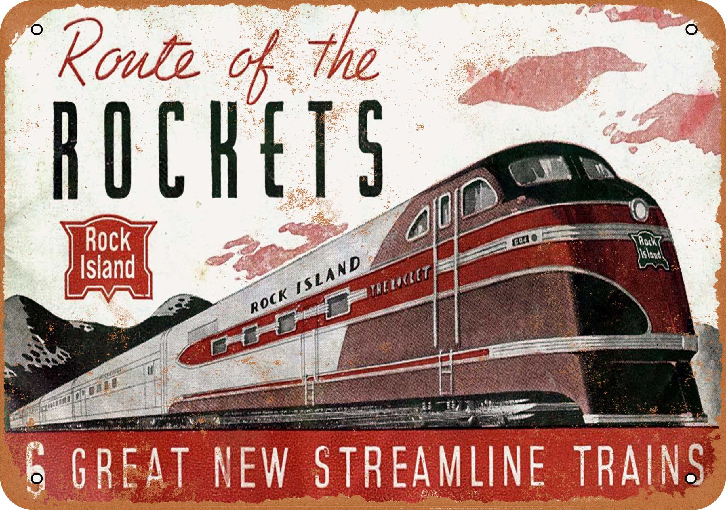 10 x 14 METAL SIGN - 1937 Rock Island Line Route of the Rockets ...