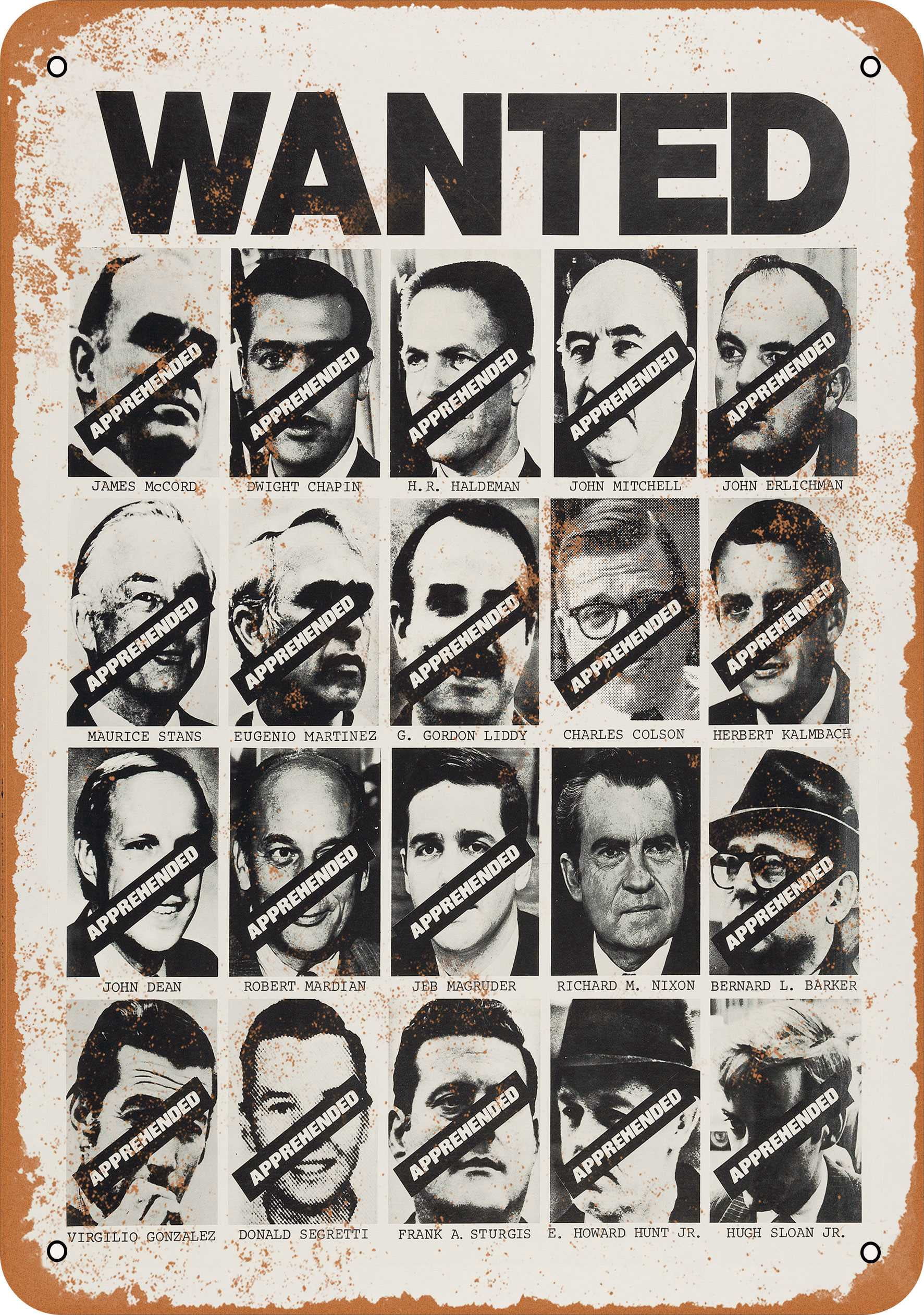 10 x 14 METAL SIGN - 1974 Watergate Wanted Poster - Vintage Rusty Look ...
