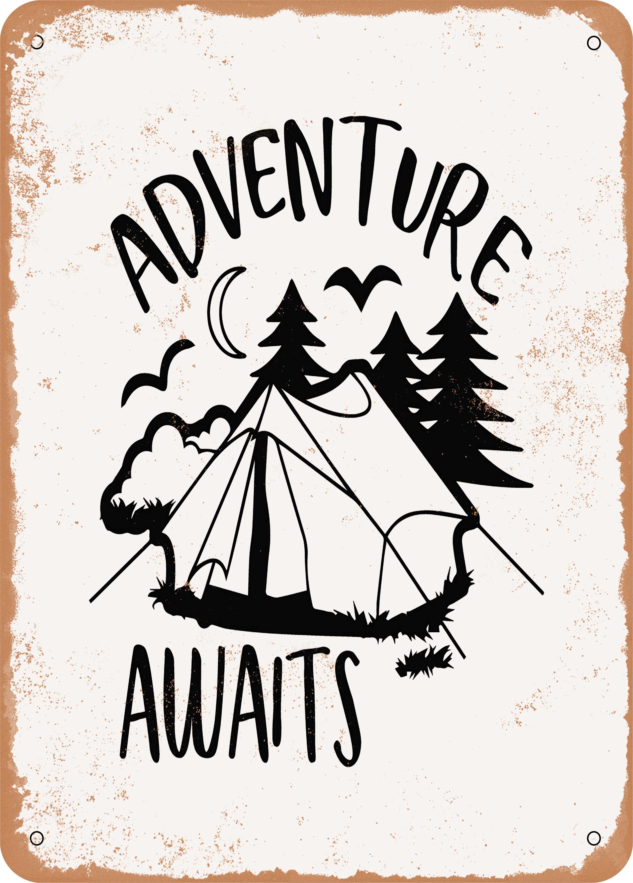 10 x 14 METAL SIGN - Adventure Awaits - 5 - Vintage Rusty Look ...
