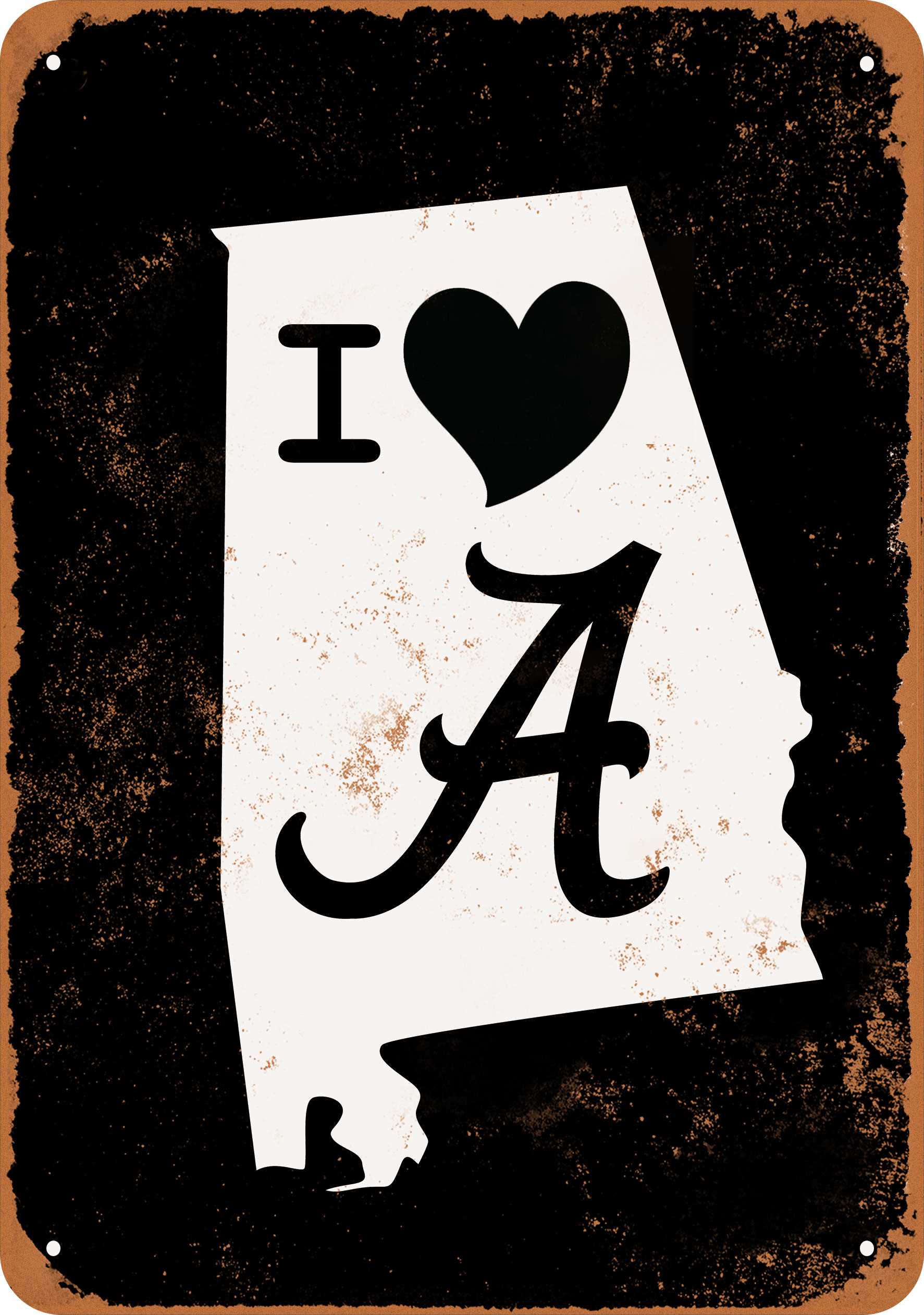 10 x 14 METAL SIGN - Alabama State 2 (Dark Background) - Vintage Rusty ...