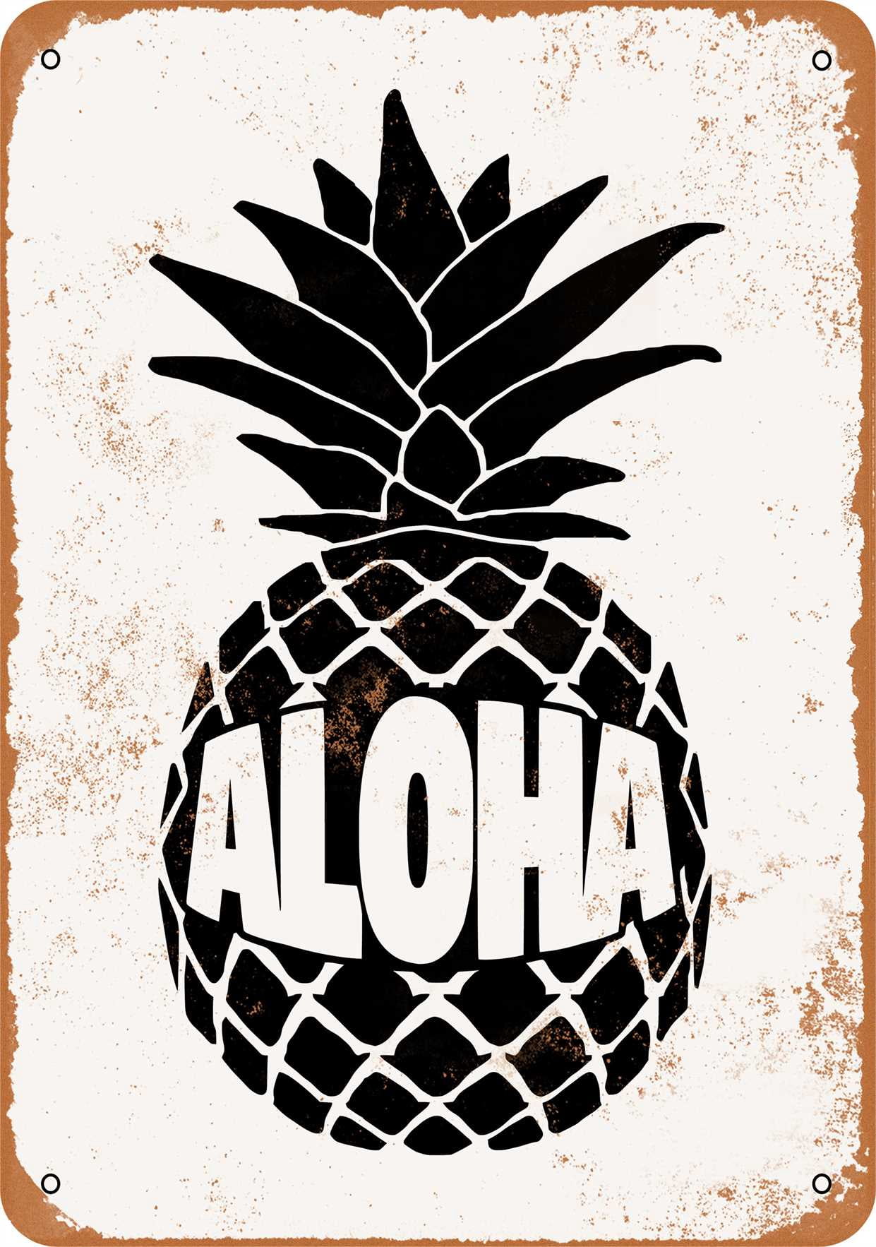 10 x 14 METAL SIGN - Aloha Pineapple - Vintage Rusty Look - Walmart.com