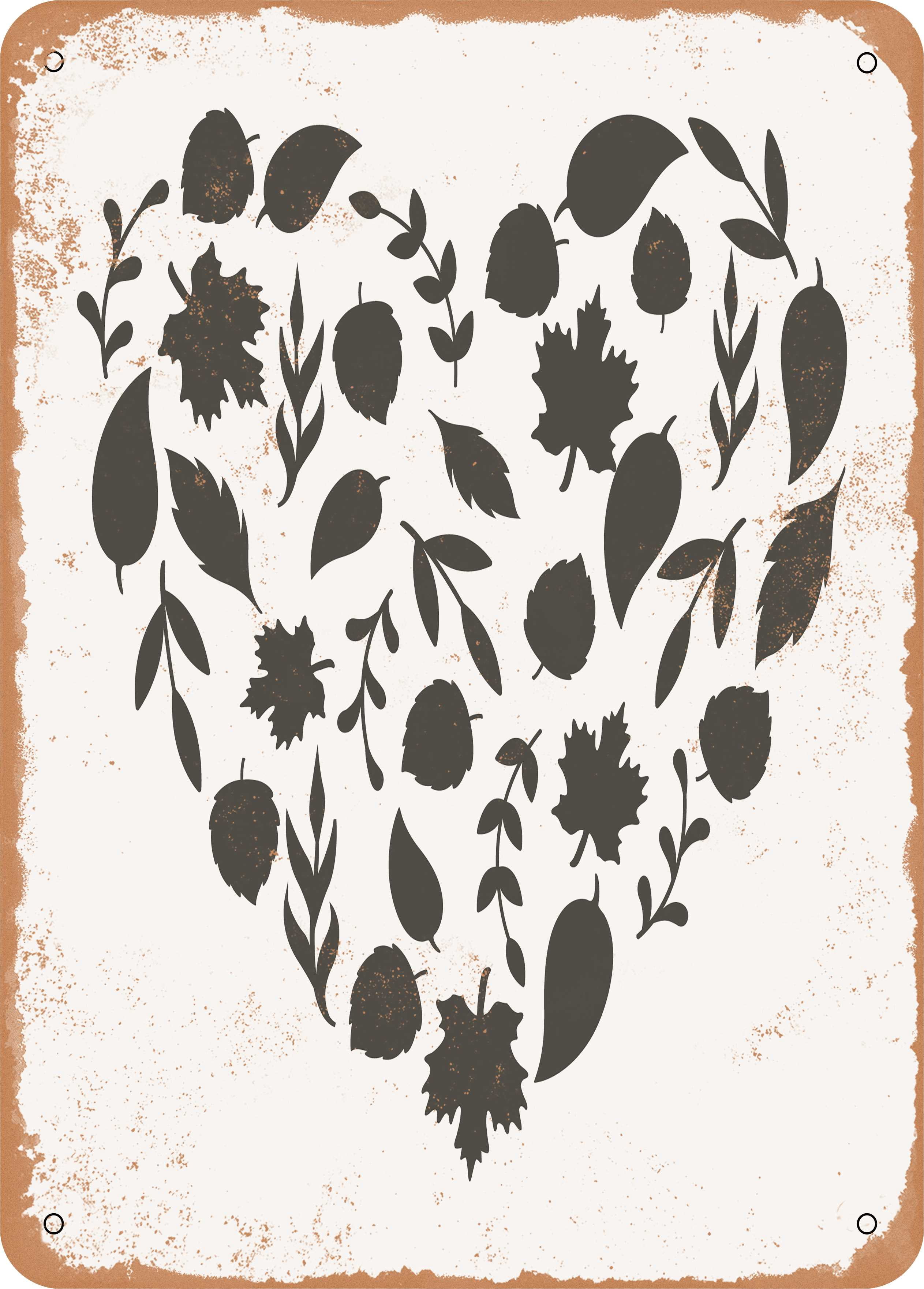 10 x 14 METAL SIGN - Autumn Leaves Heart - Vintage Rusty Look - Walmart.com