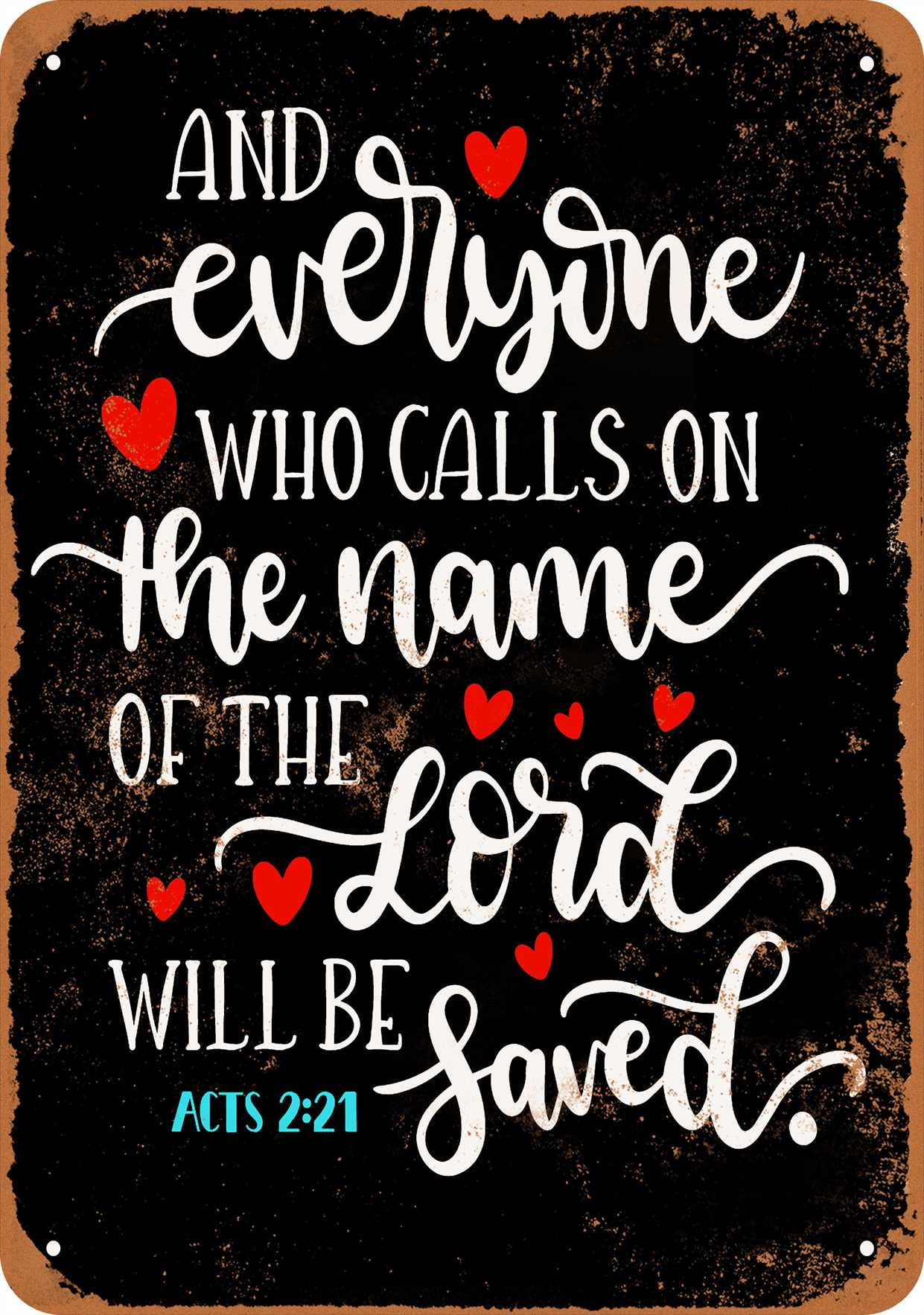 10 x 14 METAL SIGN - Bible Art - Acts 2:21 (Dark Background) - Vintage ...