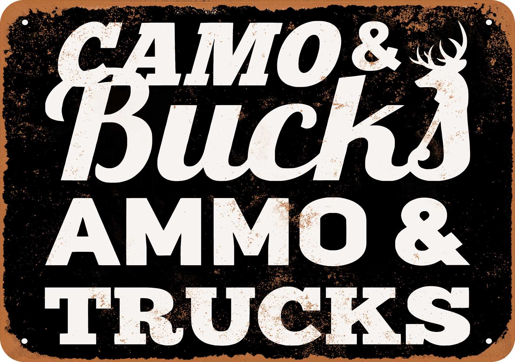 10 x 14 METAL SIGN - Camo And Bucks Ammo And Trucks (Dark Background ...