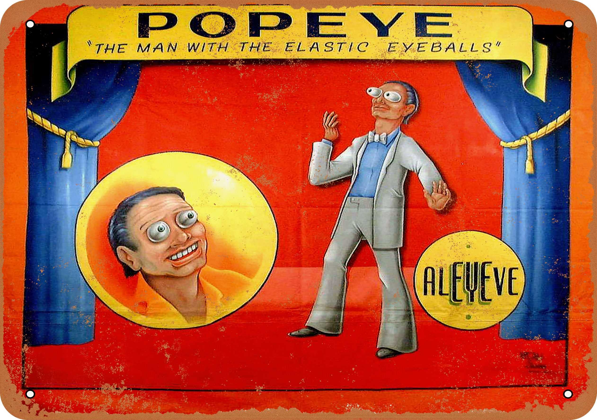 10 x 14 METAL SIGN - Carnival Midway Popeye Alive - Vintage Rusty Look ...