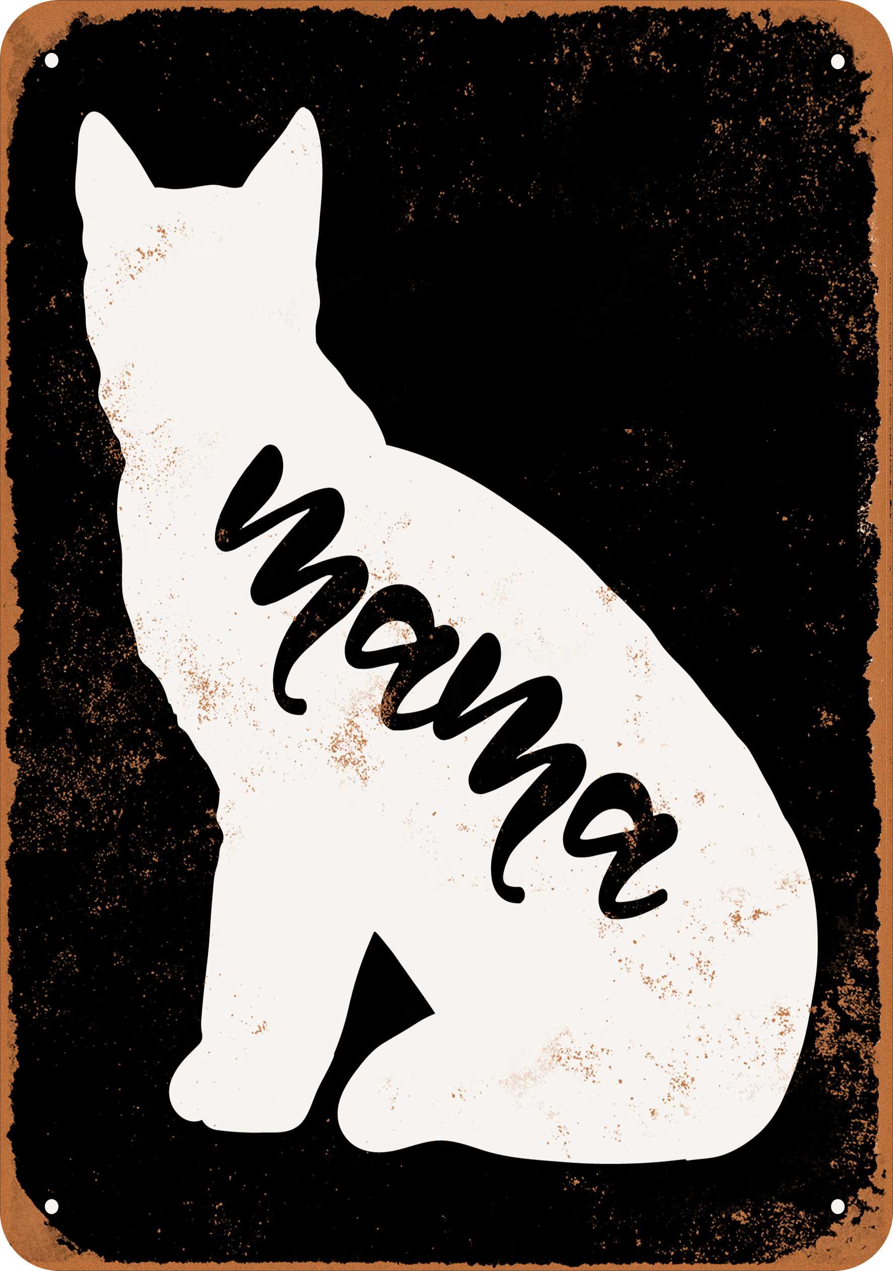 10 x 14 METAL SIGN - Cat Mama (Dark Background) - Vintage Rusty Look - Walmart.com