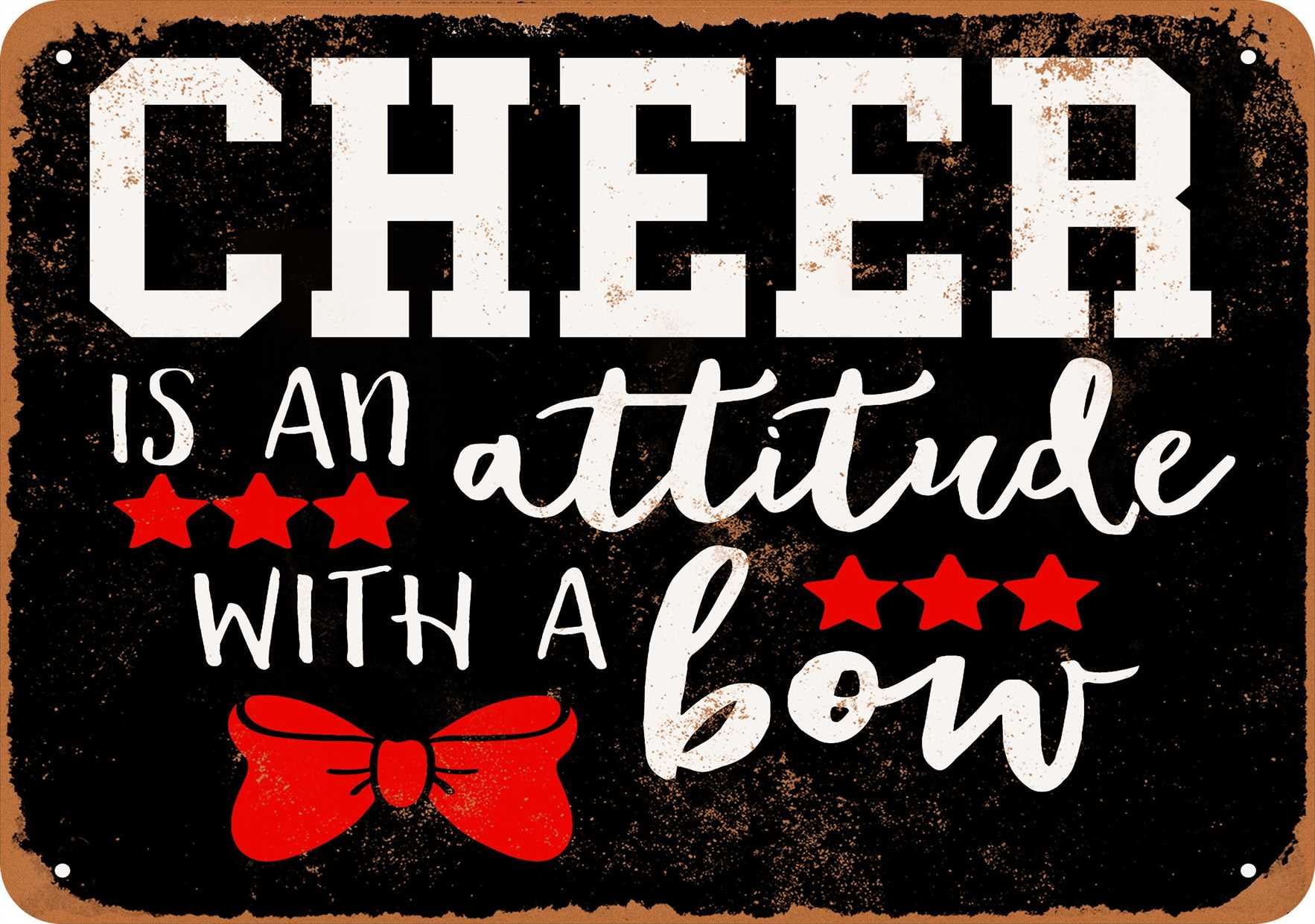 10 x 14 METAL SIGN - Cheer Is An Attitude With a Bow (Dark Background ...