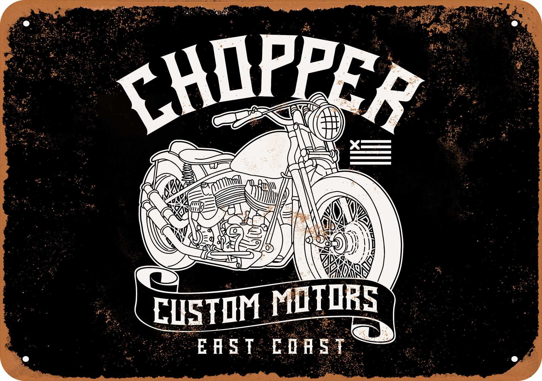 10 x 14 METAL SIGN - Chopper Custom Motors East Coast (Dark Background ...
