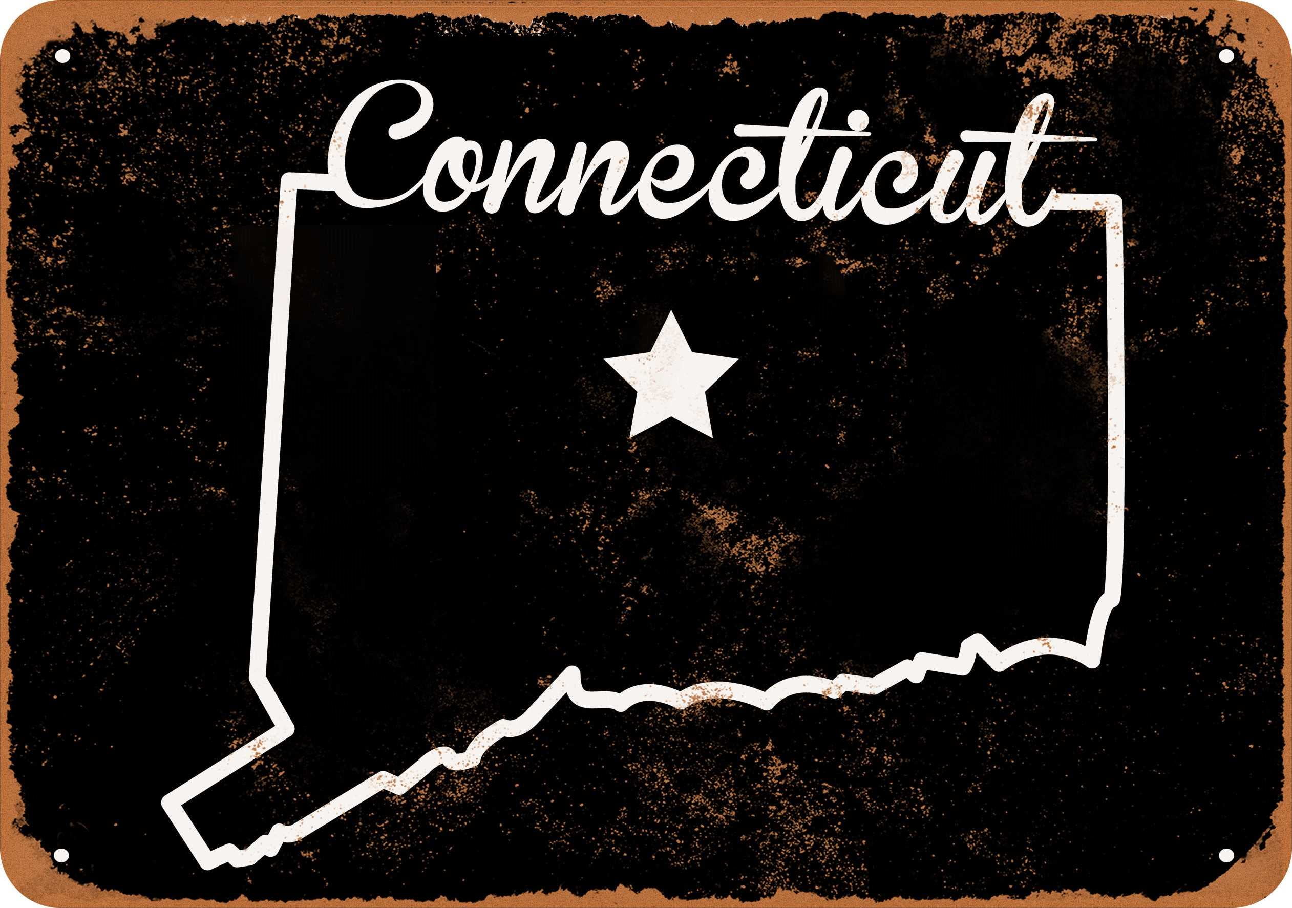 10 x 14 METAL SIGN - Connecticut State 3 (Dark Background) - Vintage ...