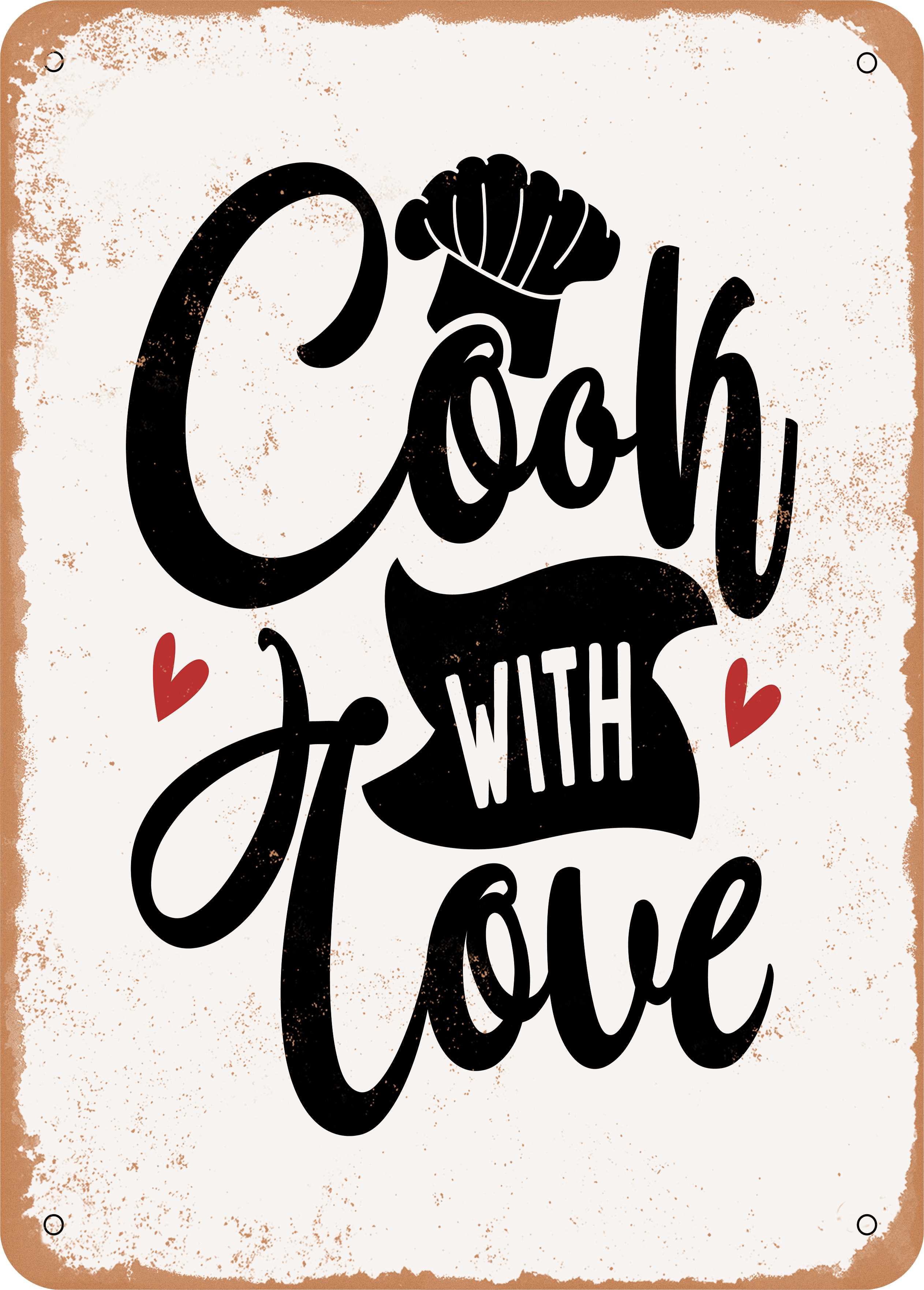 10 x 14 METAL SIGN - Cook With Love - Vintage Rusty Look - Walmart.com