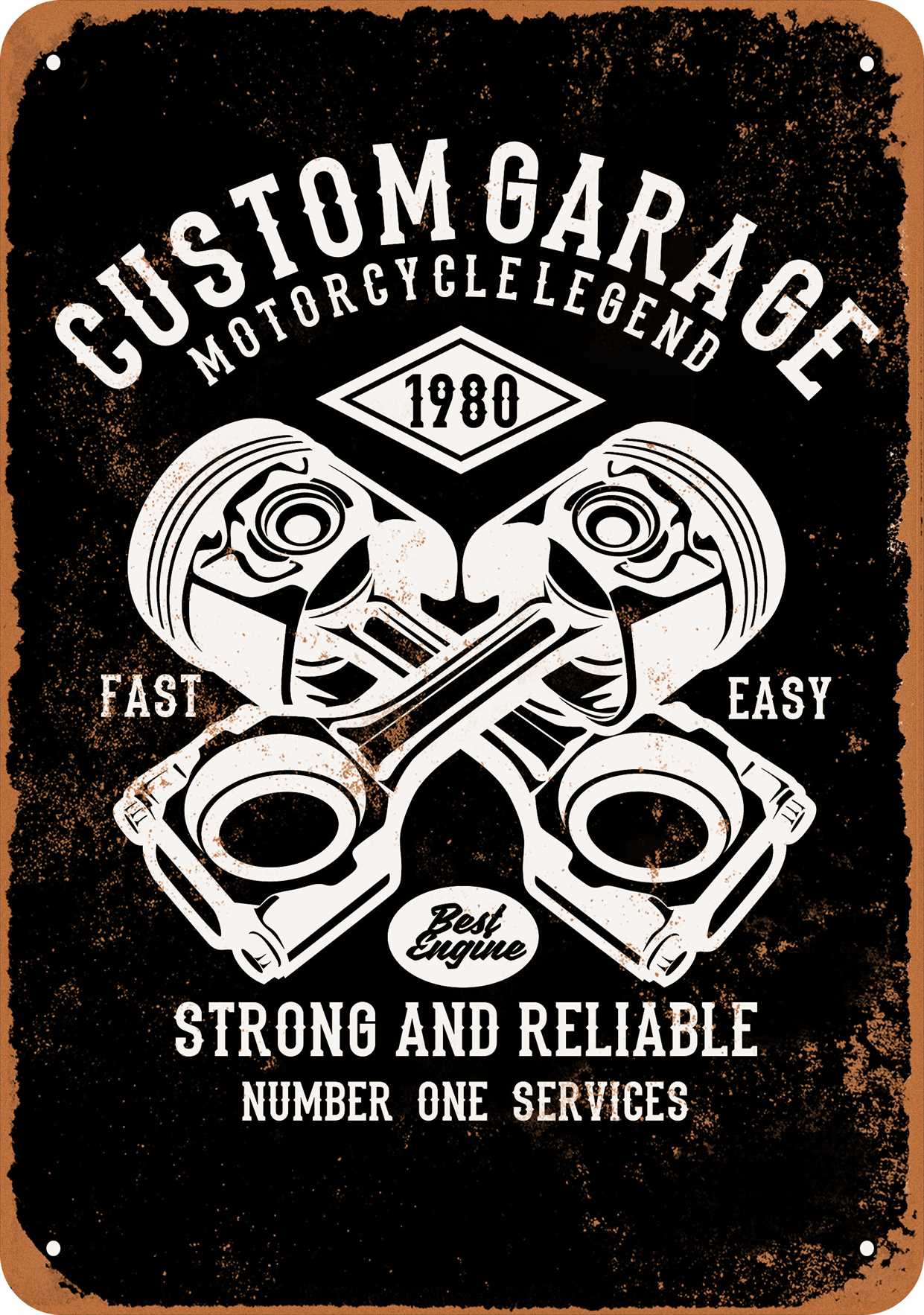 10 x 14 METAL SIGN - Custom Garage (Dark Background) - Vintage Rusty ...