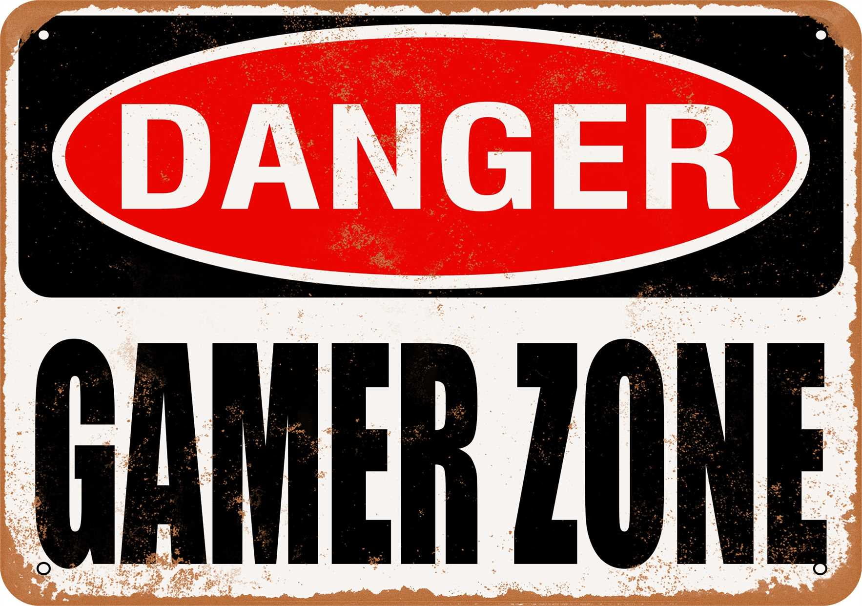 10 x 14 METAL SIGN - Danger Gamer Zone - Vintage Rusty Look - Walmart.com