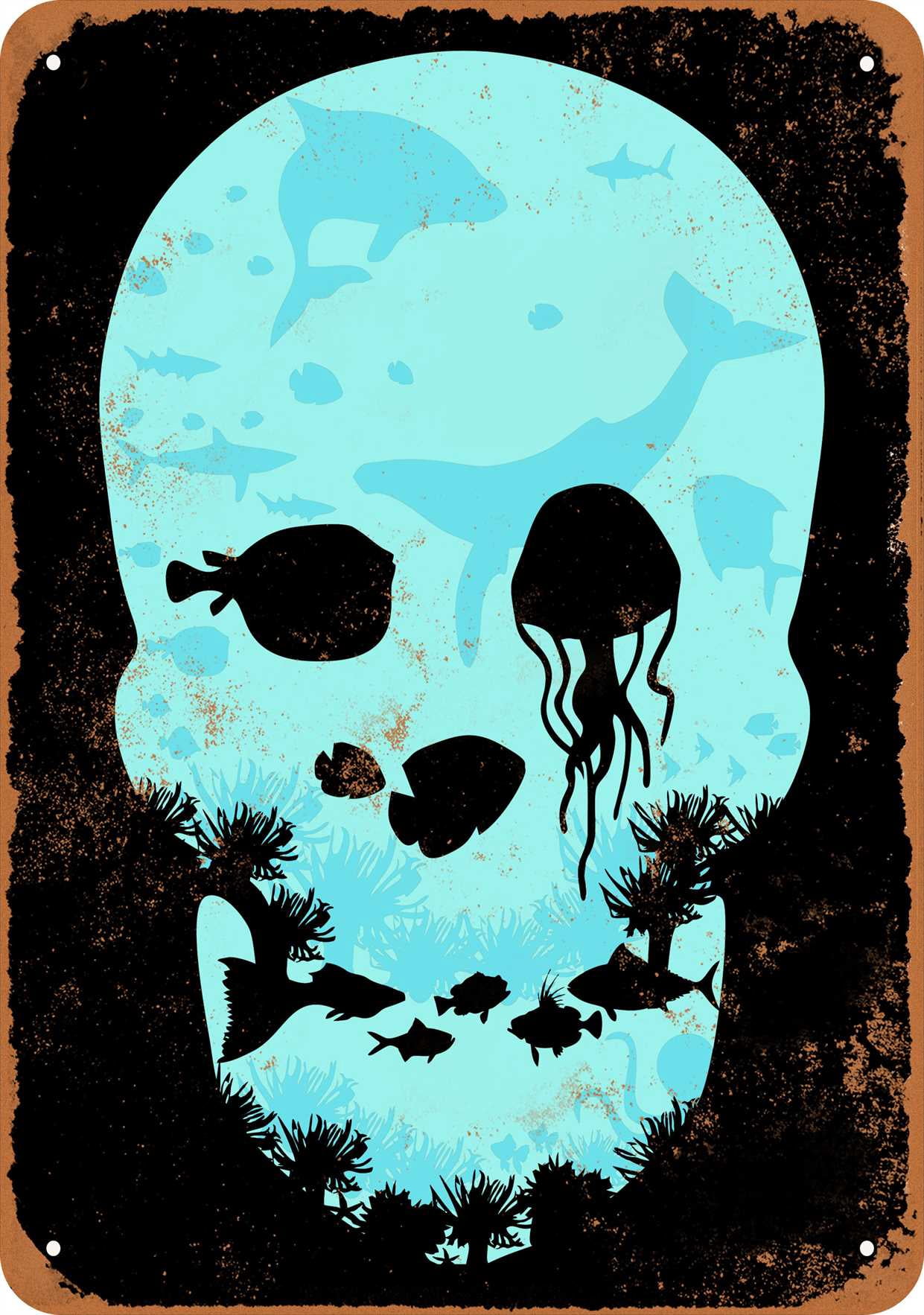 10 x 14 METAL SIGN - Dead Sea Skull (Dark Background) - Vintage Rusty ...