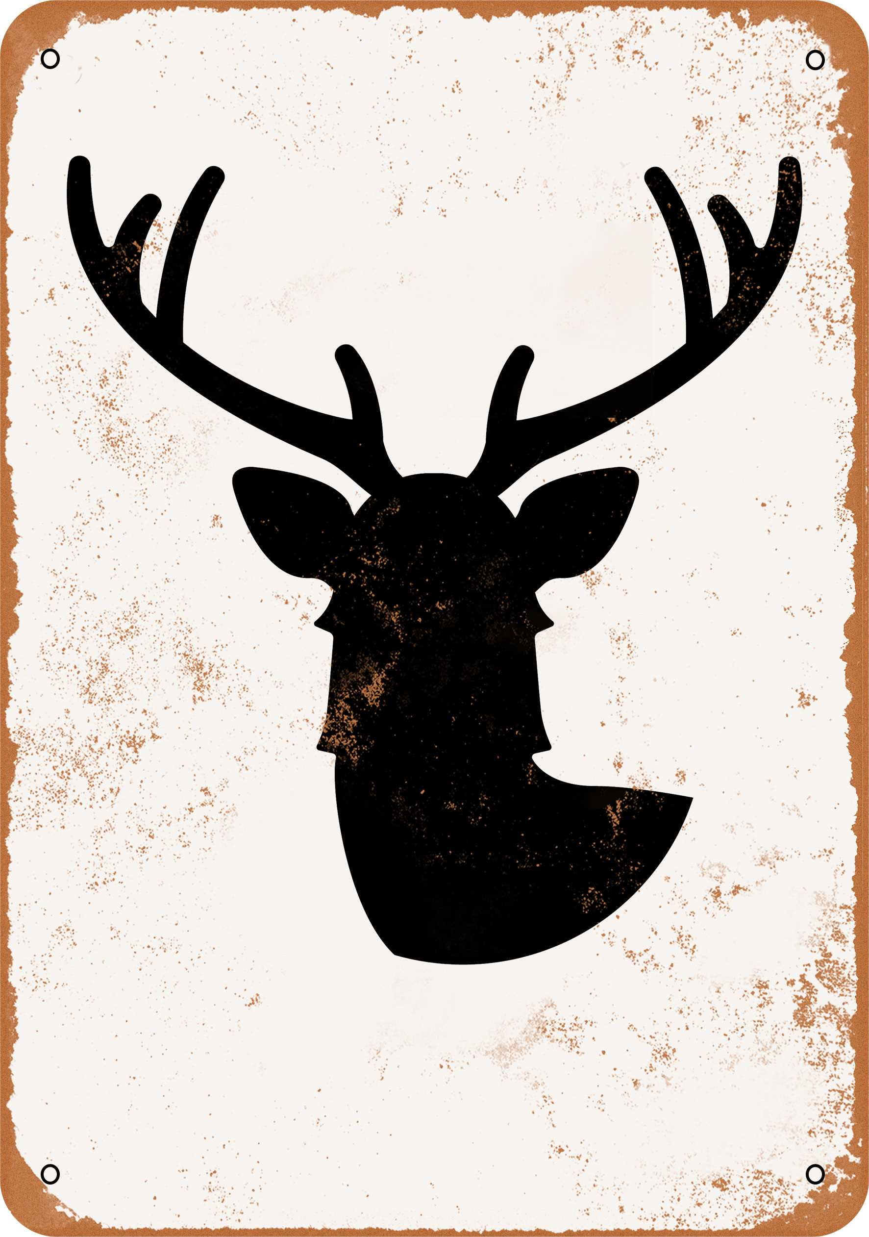 10 x 14 METAL SIGN - Deer Buck Rack - Vintage Rusty Look - Walmart.com