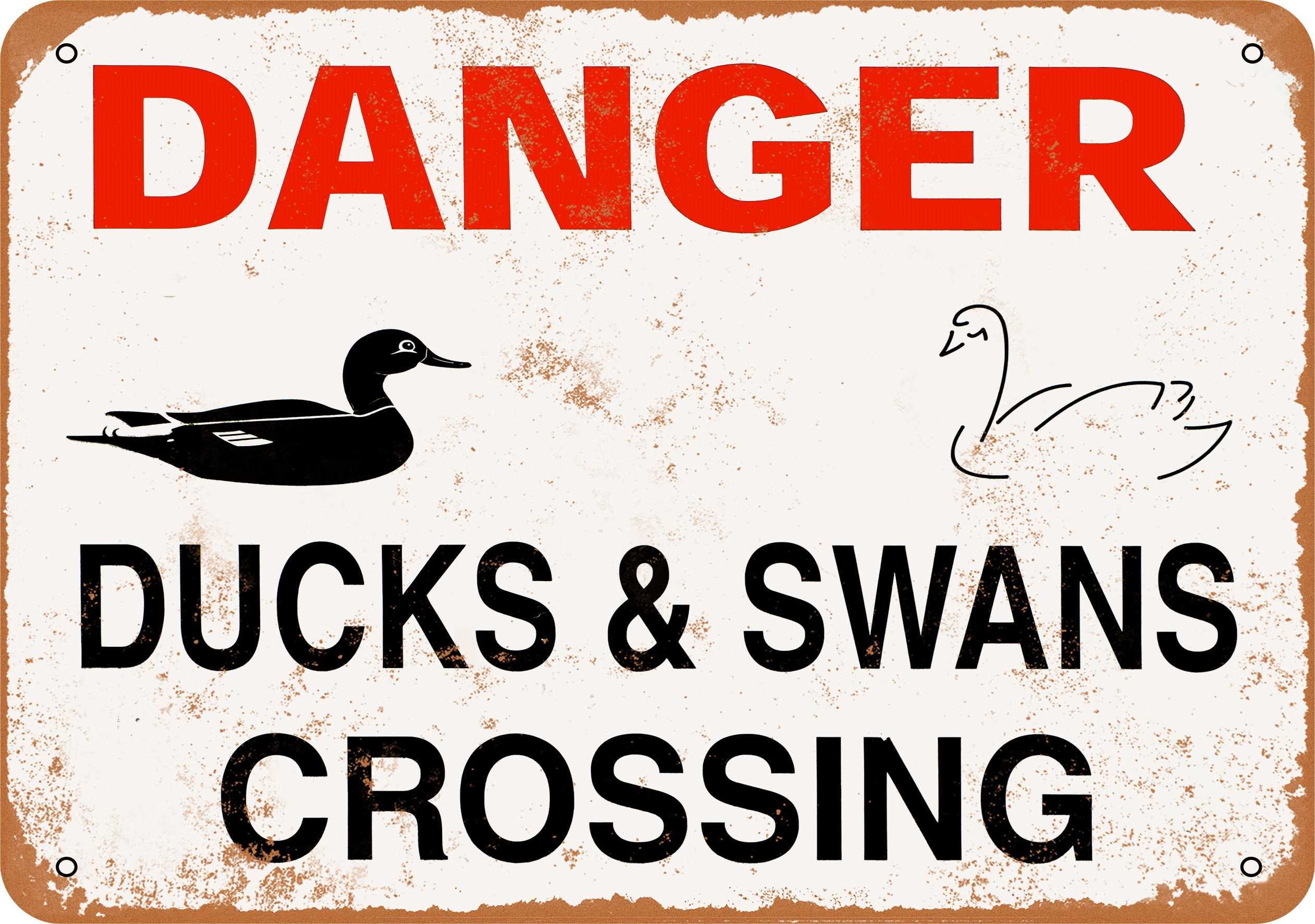 10 x 14 METAL SIGN - Duck and Swan Crossing - Vintage Rusty Look ...
