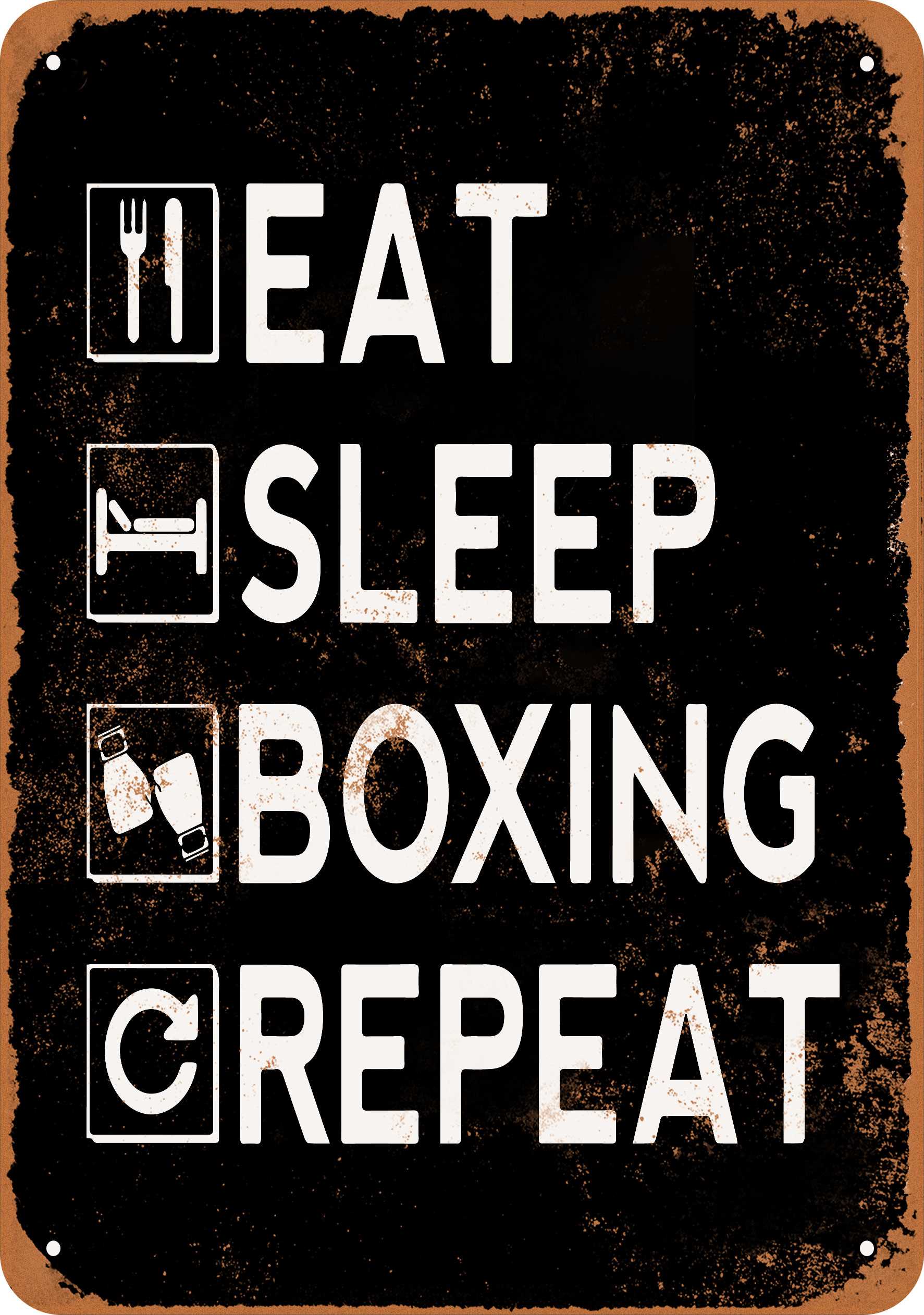 10 x 14 METAL SIGN - Eat Sleep Boxing Repeat (Dark Background ...